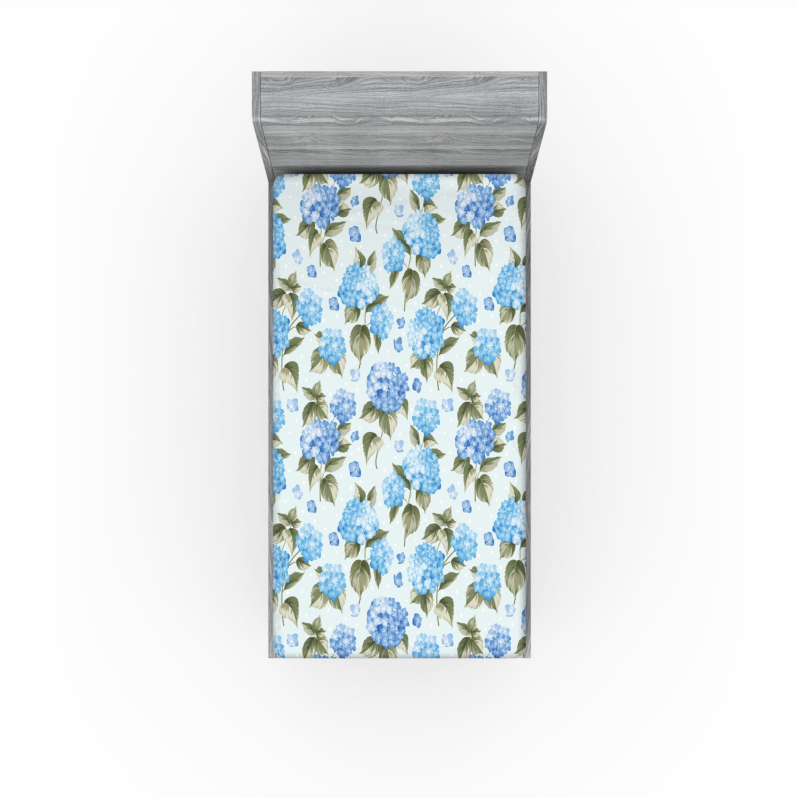 Ambesonne Bridal Fitted Sheet 2-Pack Hydrangea Flowers Swirls Pale Blue ...