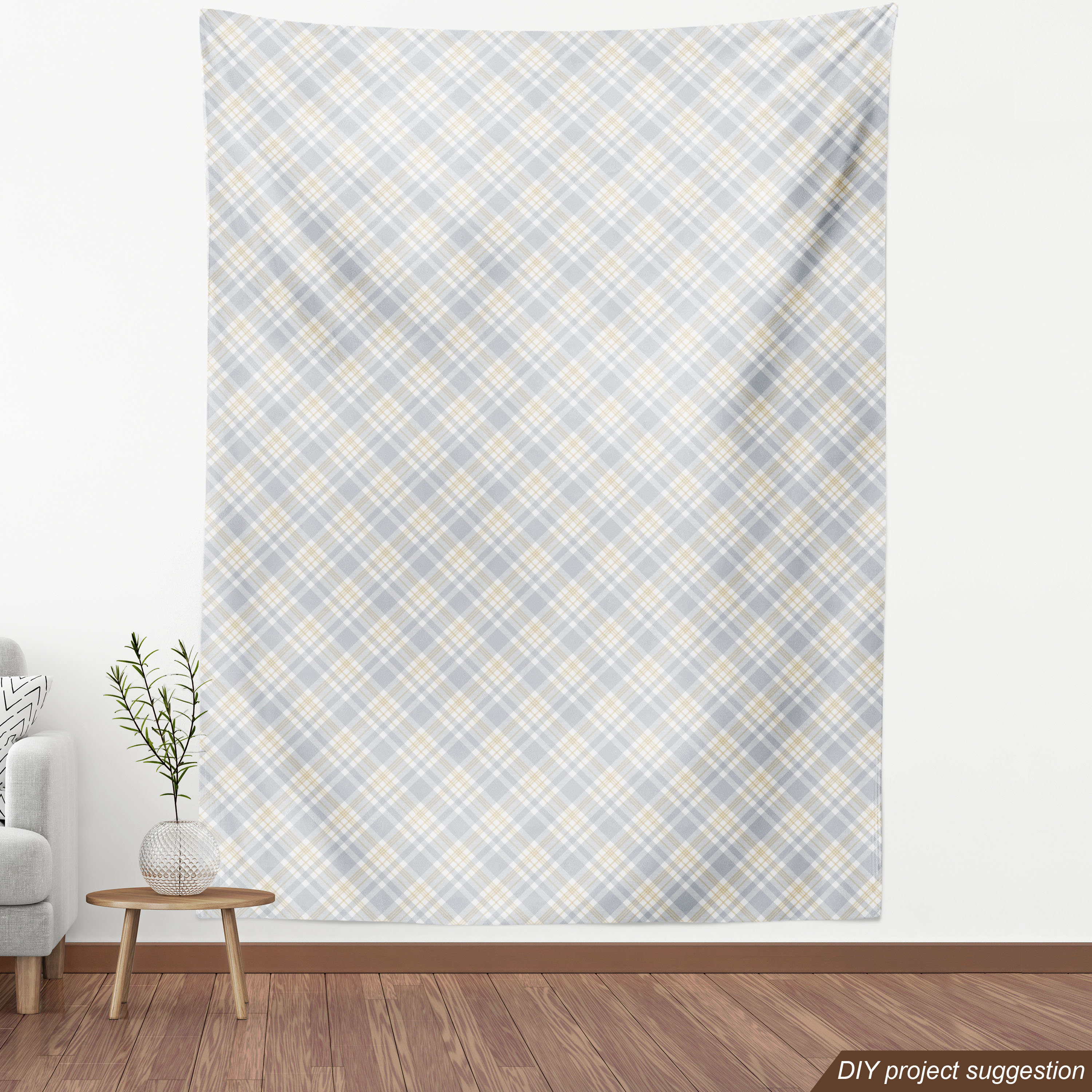 East Urban Home Classical Fabric By The Yard, Plaid Check Simplistic In ...
