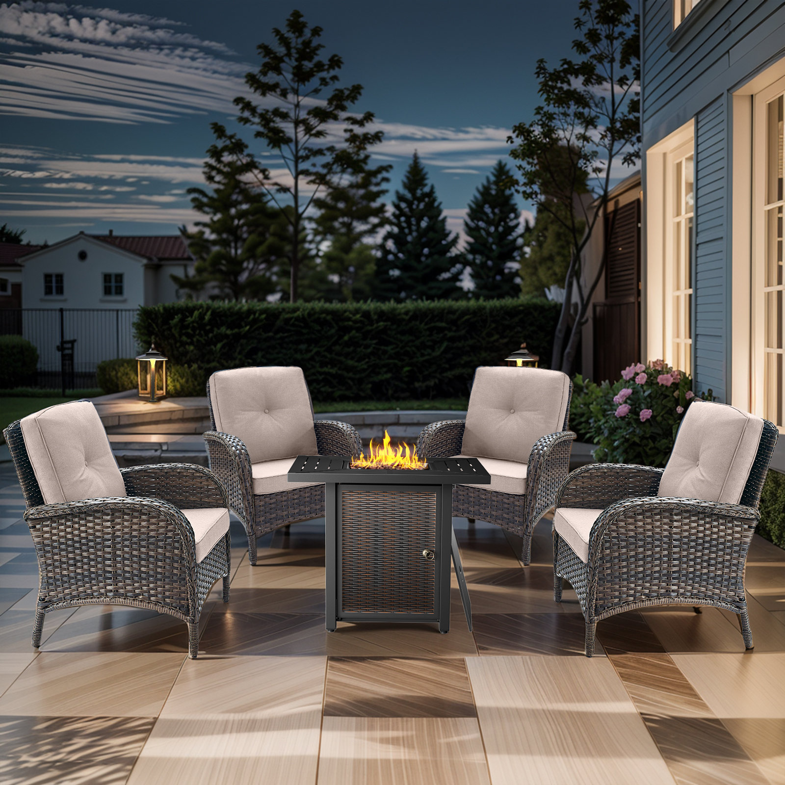 Lark Manor™ 5 Piece Outdoor Multiple Chairs Seating Group With Cushions ...