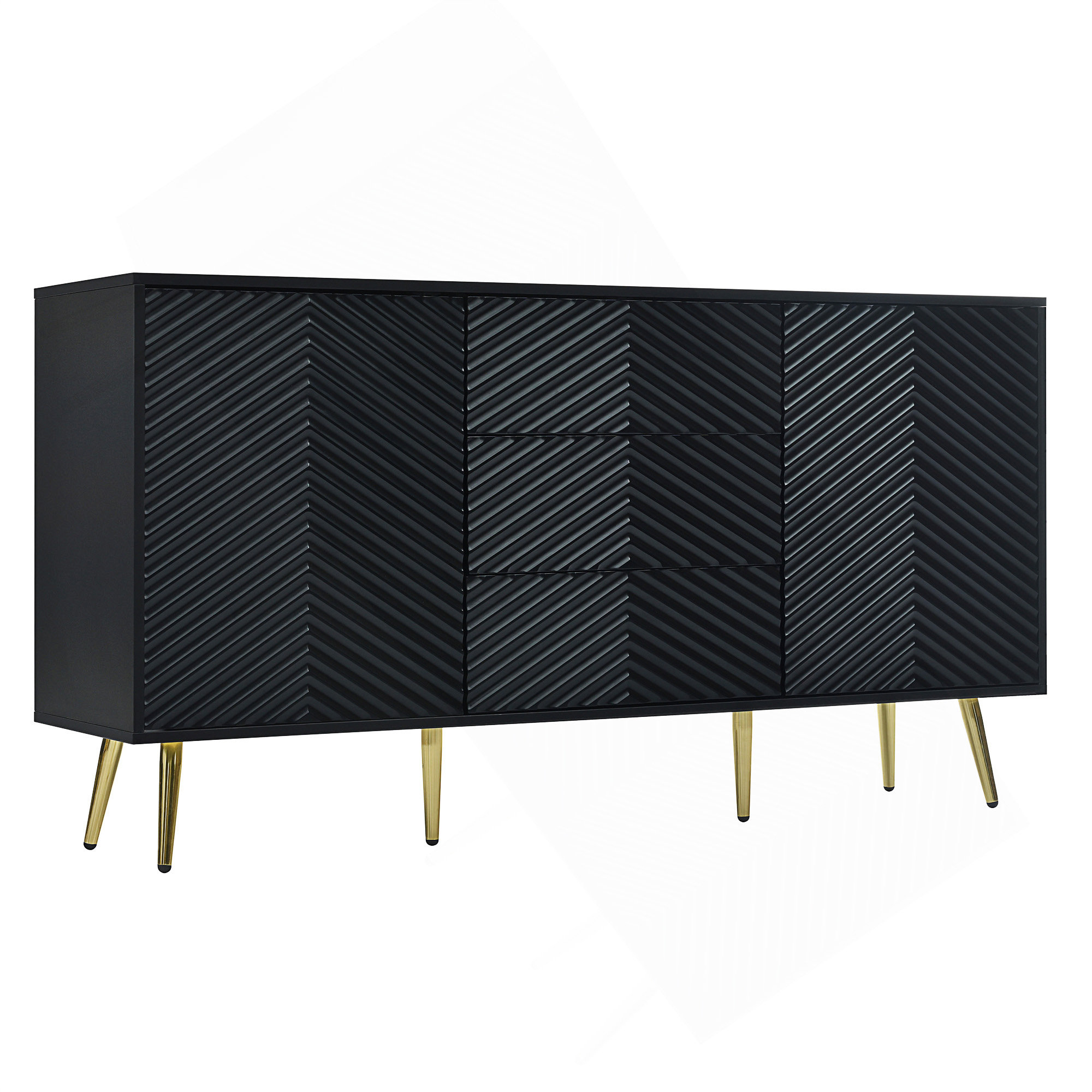 Mercer41 Modern Sideboard With Geometric Line Design, Conical Metal ...