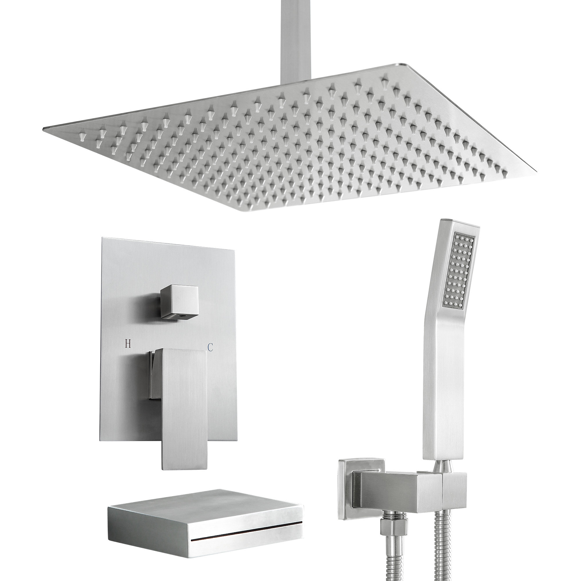 Kichae Complete Shower System Ceiling Mounted Dual Shower Head with ...