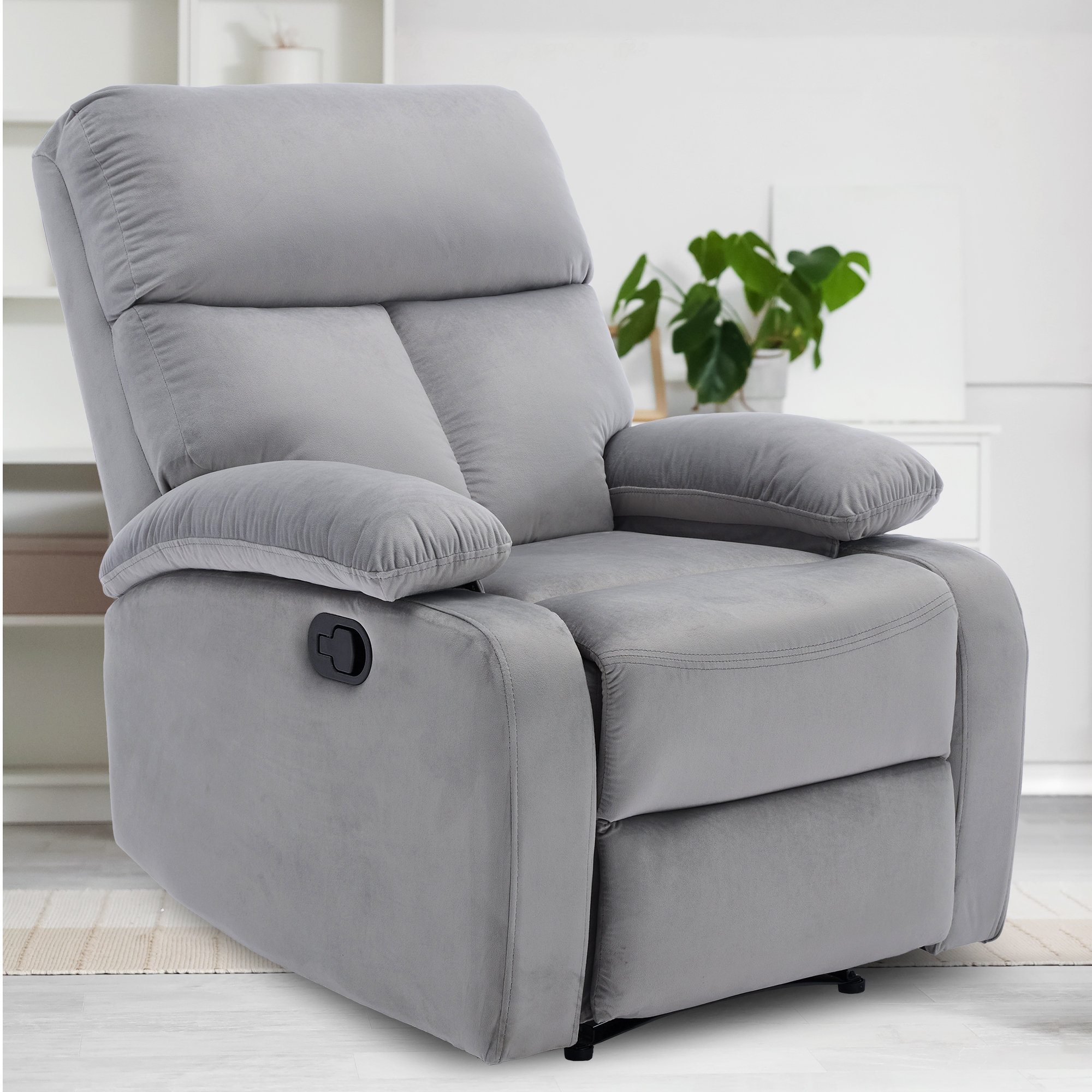 Latitude Run® Basic Recliner Chair Dutch Velvet With Footrest,manual ...