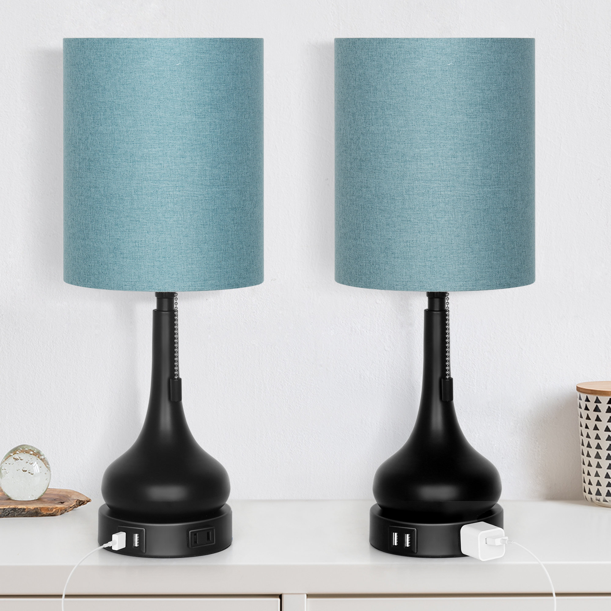 Red Barrel Studio Tiniya 12'' Black Table Lamp Set - Wayfair Canada