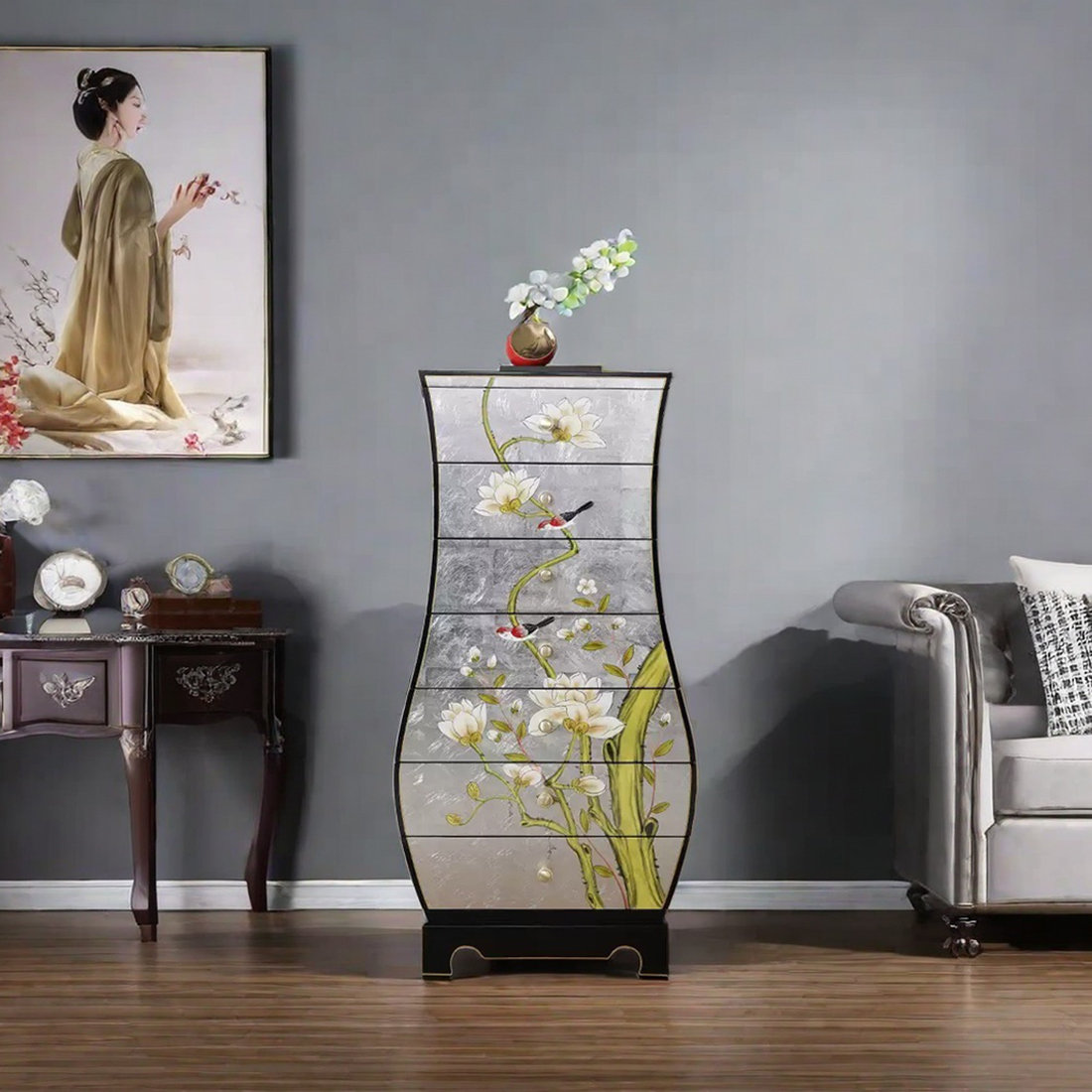 Vivid Space Creation Vase shape painted drawer accent chest | Wayfair