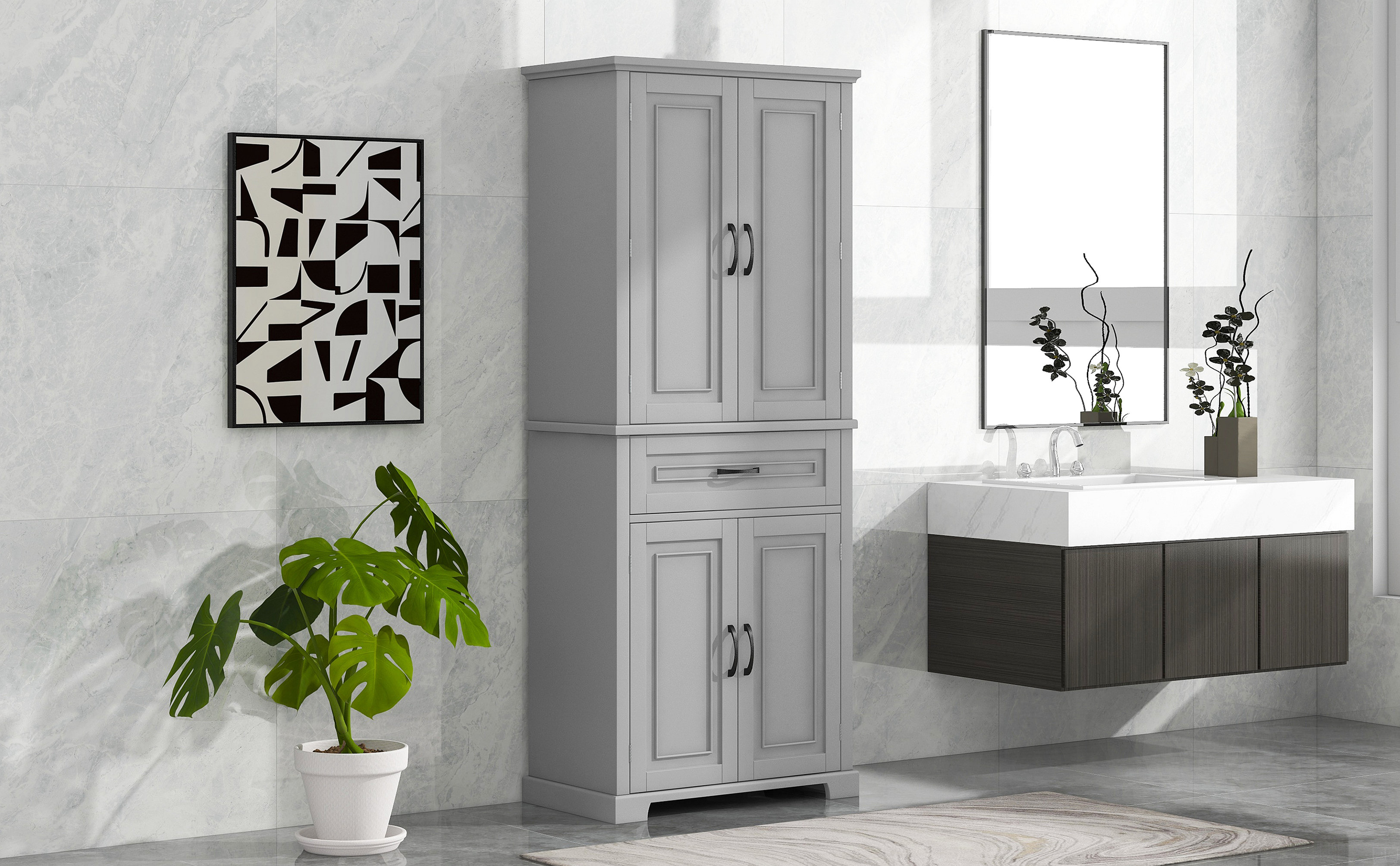 One Allium Way® Bathroom Storage Cabinet With Doors And Drawer ...