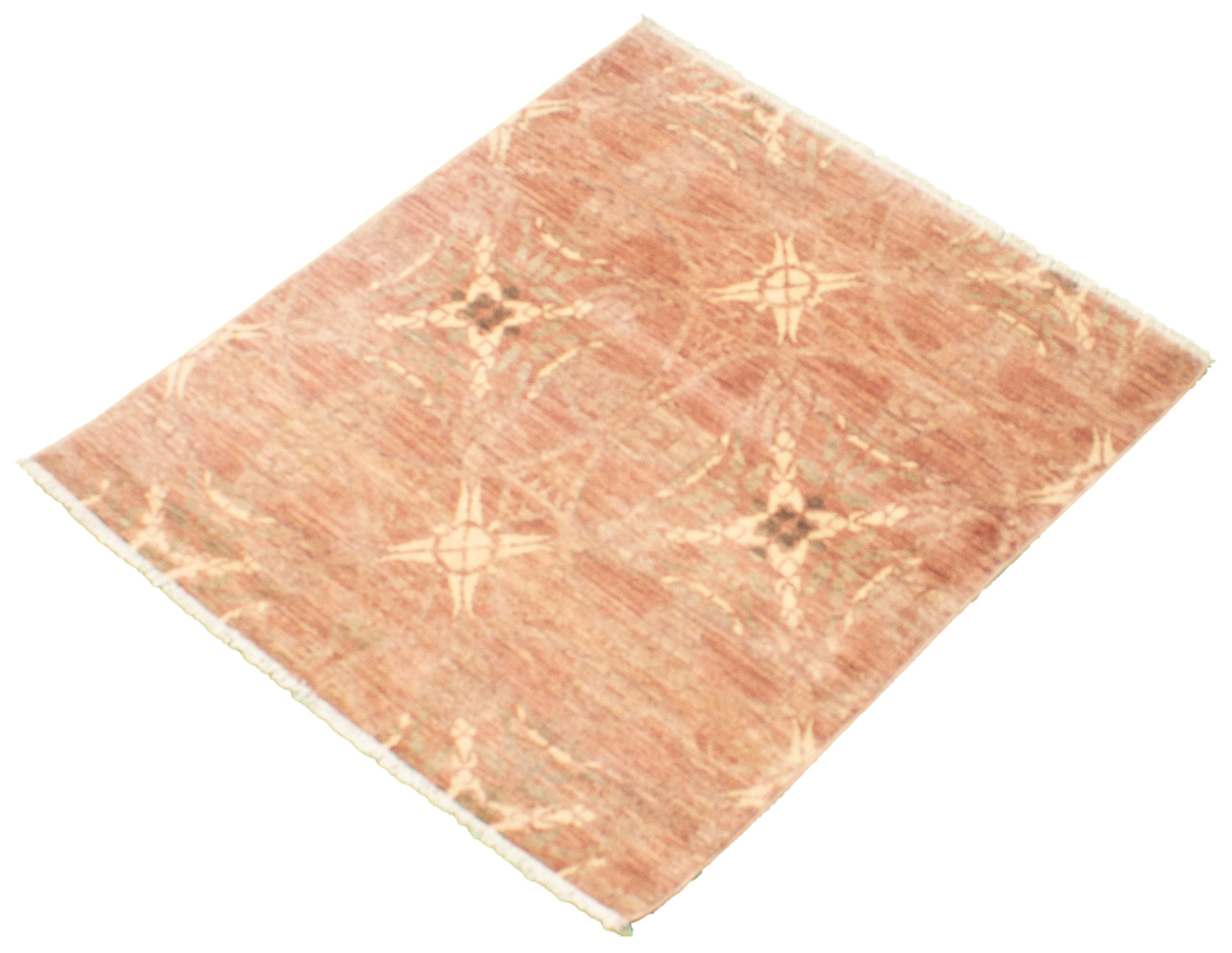 Isabelline Hand-Knotted Lahore Finest Tan Wool Rug 3'11" X 4'4 ...