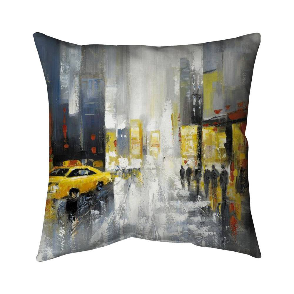 Begin Edition International Inc. Rainy Busy Street Square Throw Pillow ...