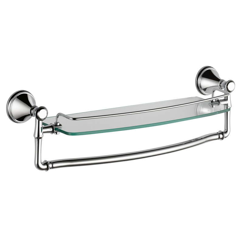 Delta Cassidy 18 in. Glass Shelf with Towel Bar & Reviews | Wayfair