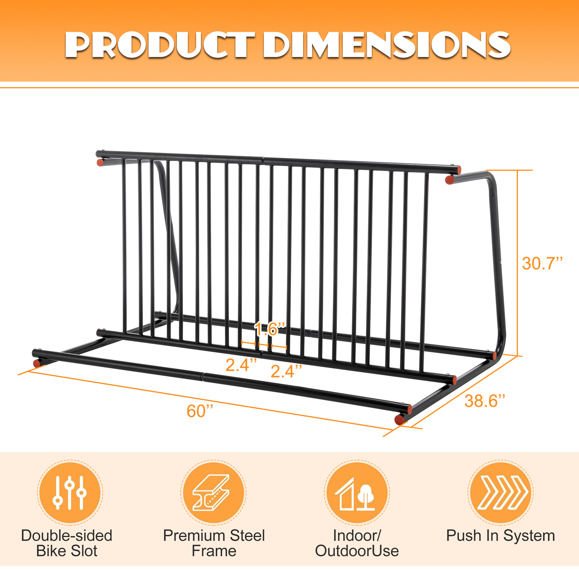 Arlmont & Co. Bike Floor Bike Rack, Easy - Assembly Modern Metal Double ...