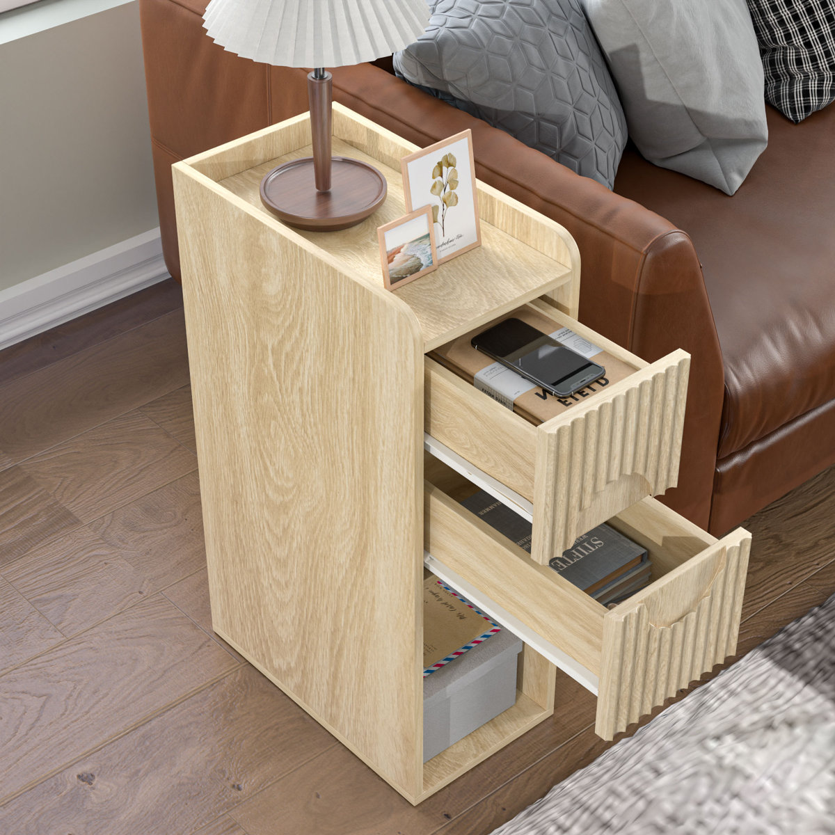 Latitude Run® Fluted End Table Set With Drawers(set Of 2), Farmhouse ...