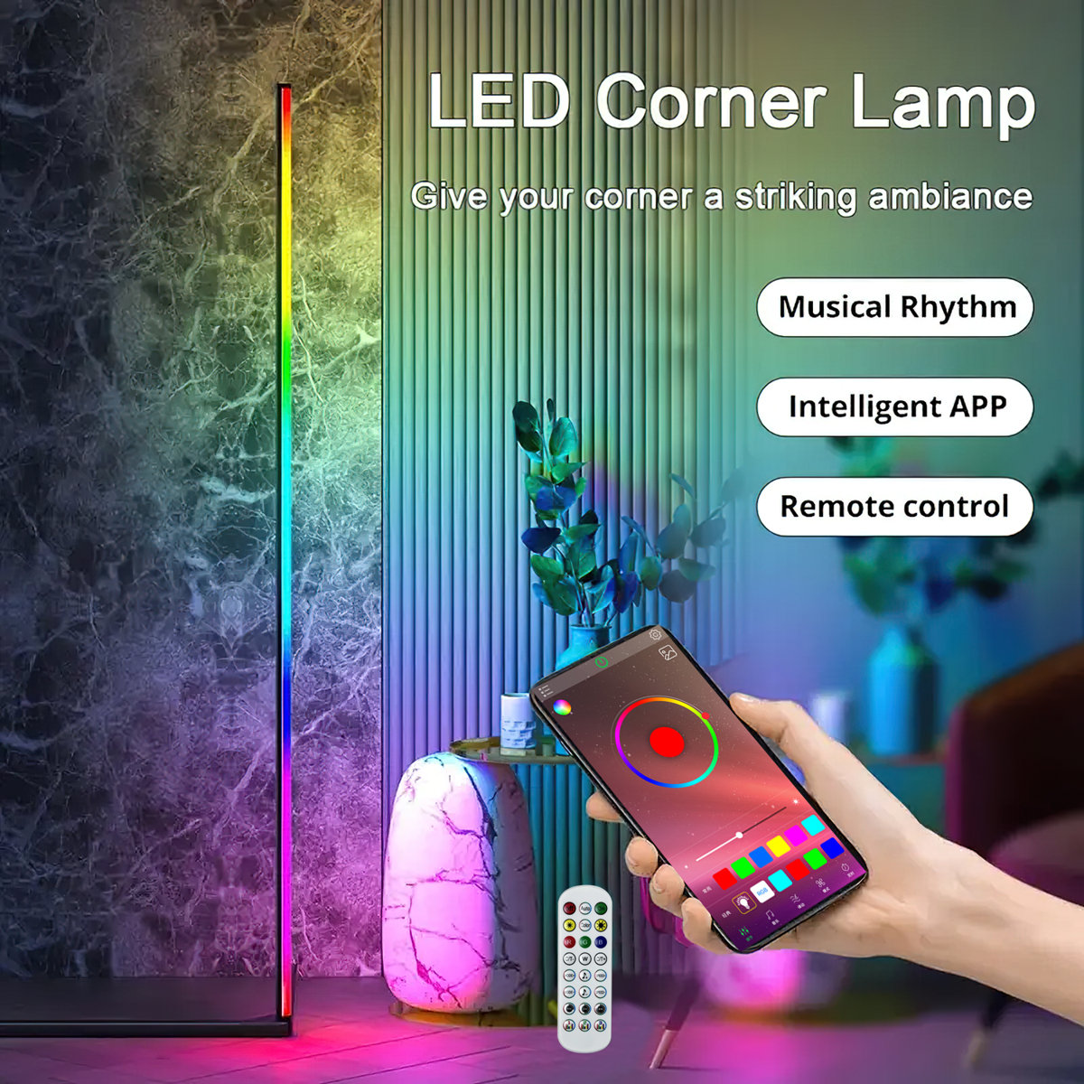 Ivy Bronx Dashanna 55'' LED RGB Corner Floor Lamp (Set of 2) & Reviews ...