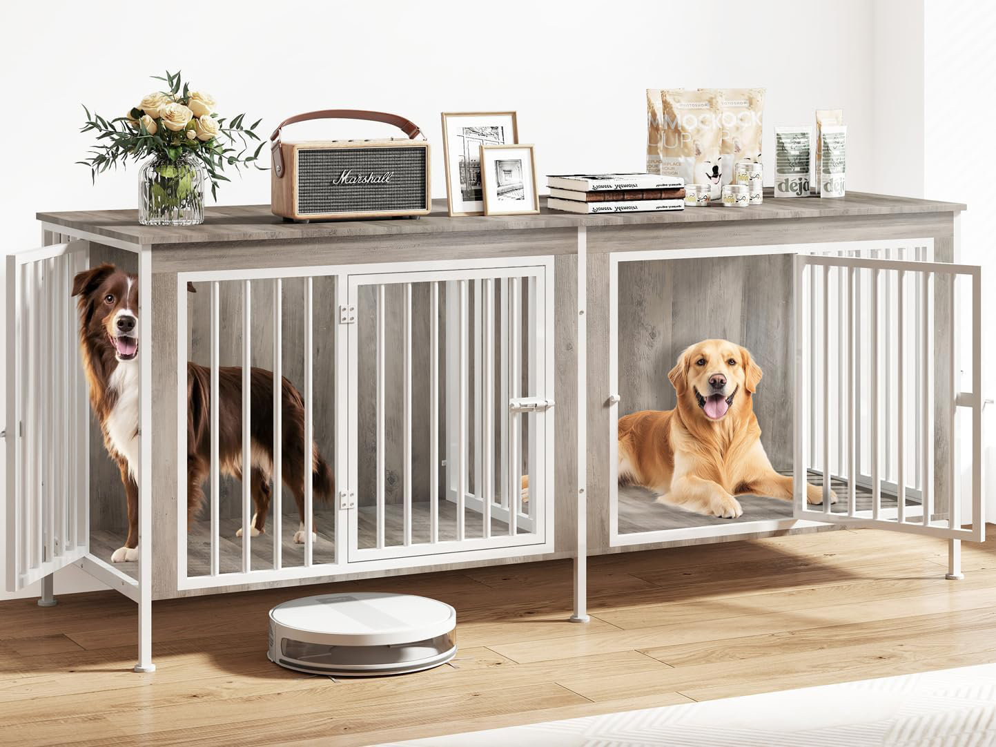 Archie & Oscar™ Dog Cage Furniture, Extra Large Double Doors Dog Kennel ...