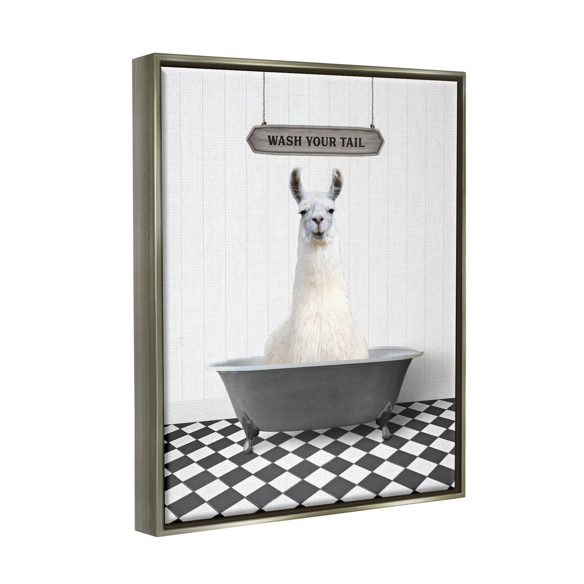 Trinx Wash Your Tail Animal Framed Floater Canvas Wall Art Design By ...