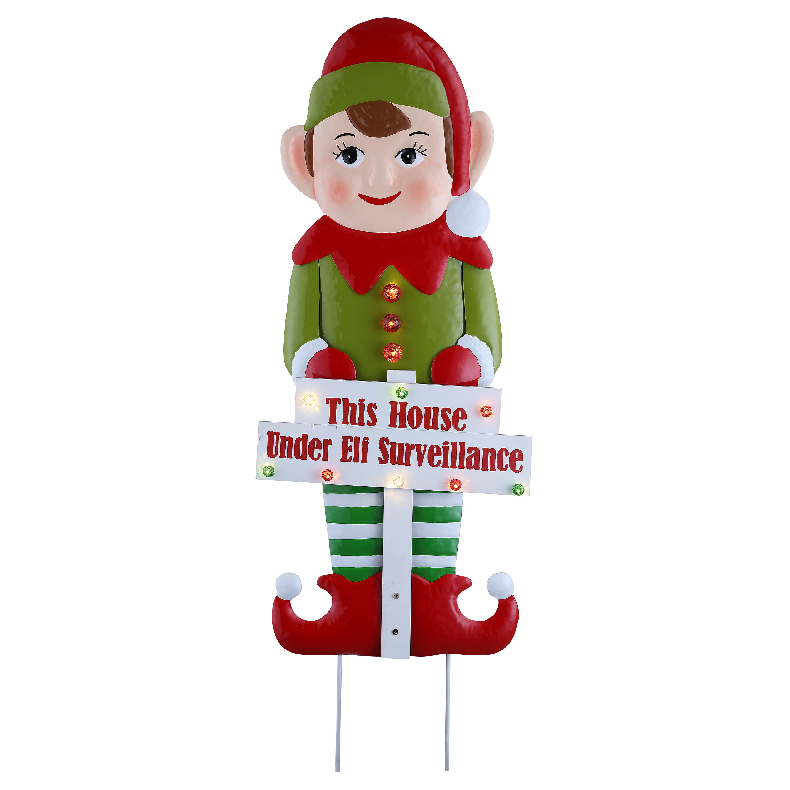 Mr. Christmas 38 in. Outdoor Metal Elf Sign | Wayfair