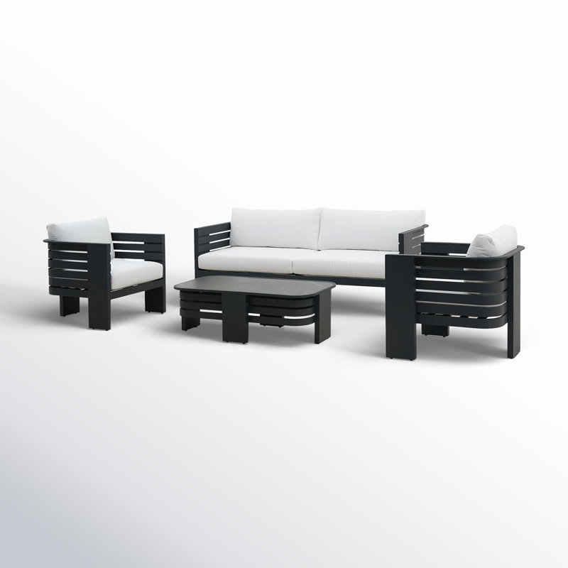 AllModern Ari 4-Piece Outdoor Rounded Aluminum Seating Group & Reviews ...
