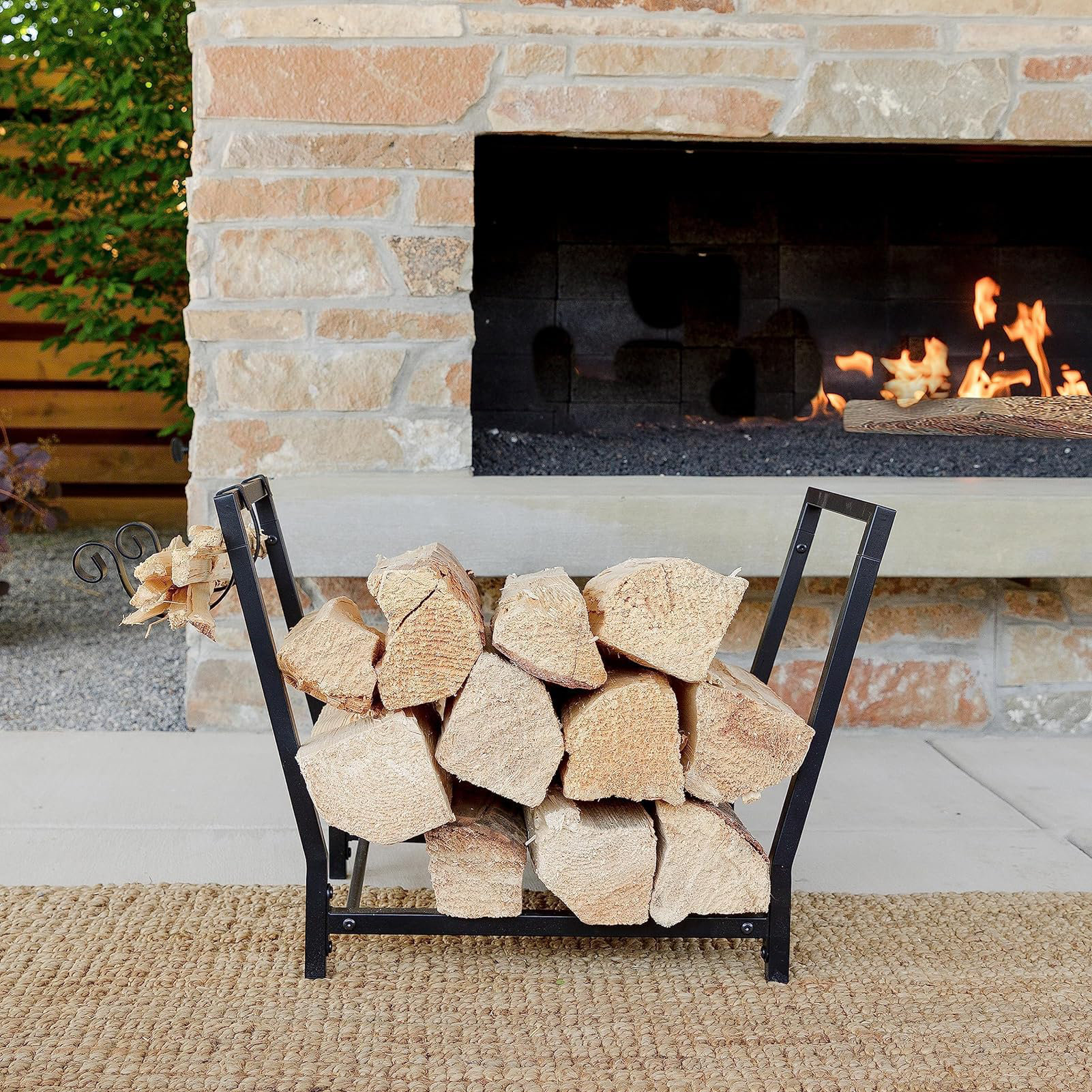 17 Stories 4FT Firewood Rack Outdoor, Heavy Duty Logs Holder With Wood ...