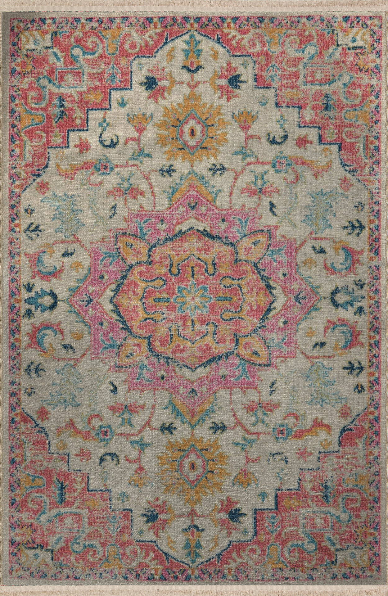 Bloomsbury Market Pink Themed Multi-Colored Traditional Motif Floral ...