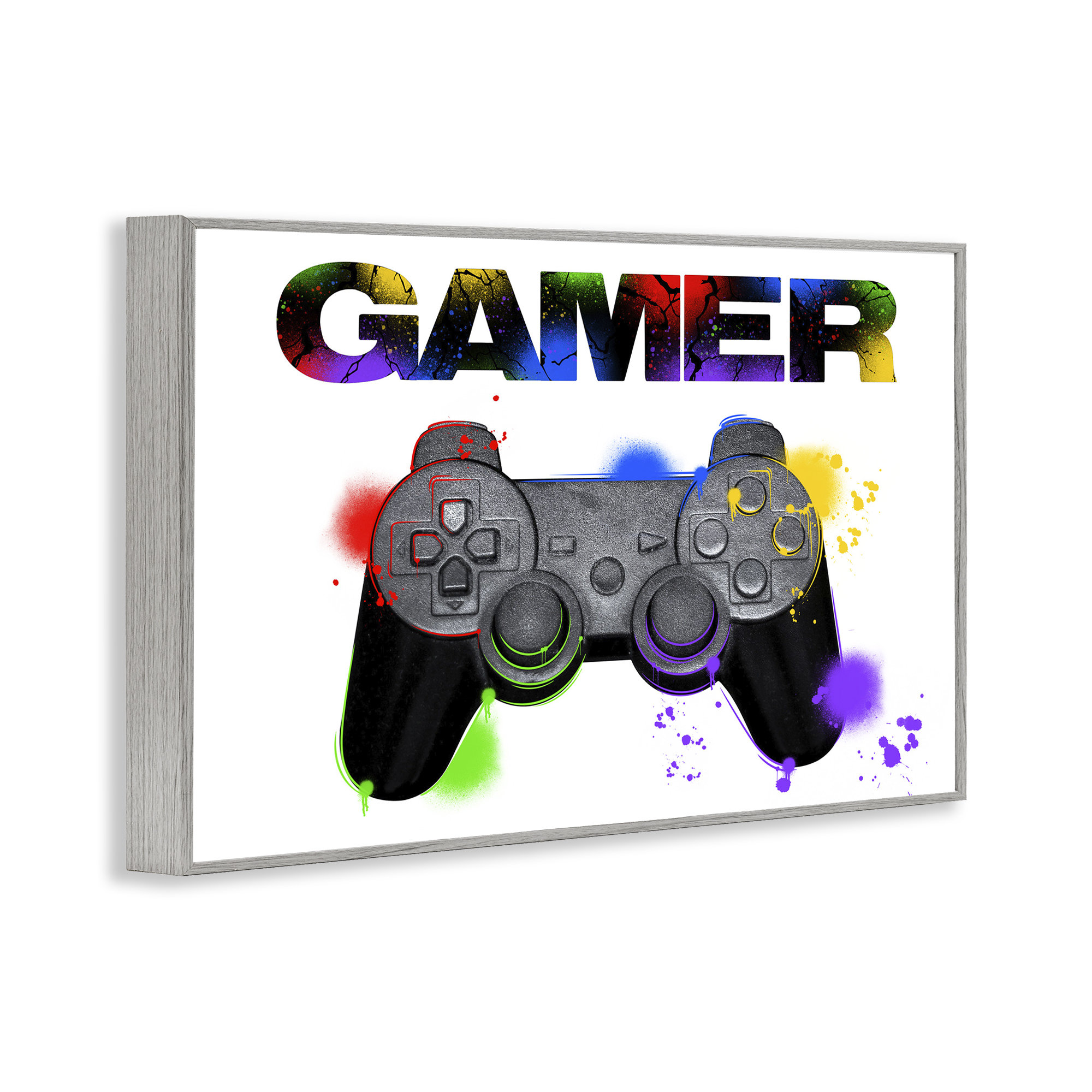 Wrought Studio™ Gamer with Rainbow Splashes Framed Giclee, design by ...