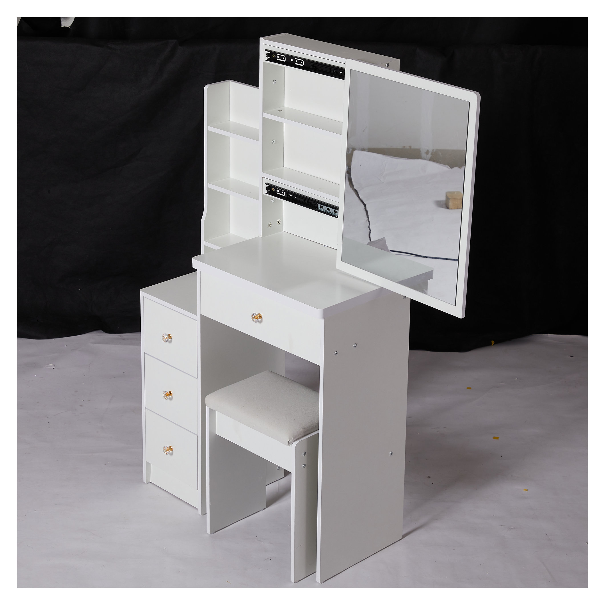 Latitude Run® 29.2'' Small Space Makeup Vanity Table with Sliding ...