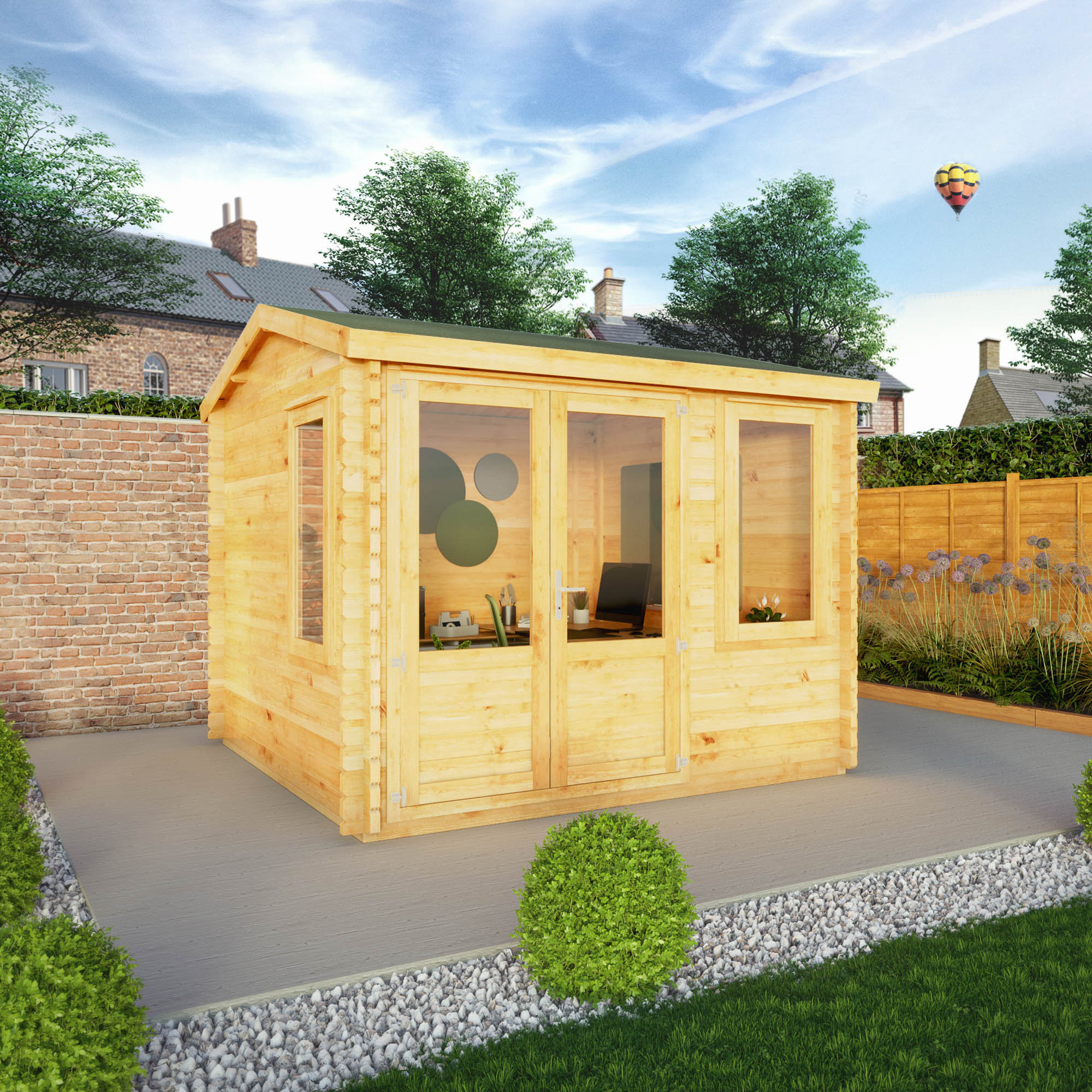 Mercia Garden Products Mercia 10ft x 10ft Home Office Elite Log Cabin ...