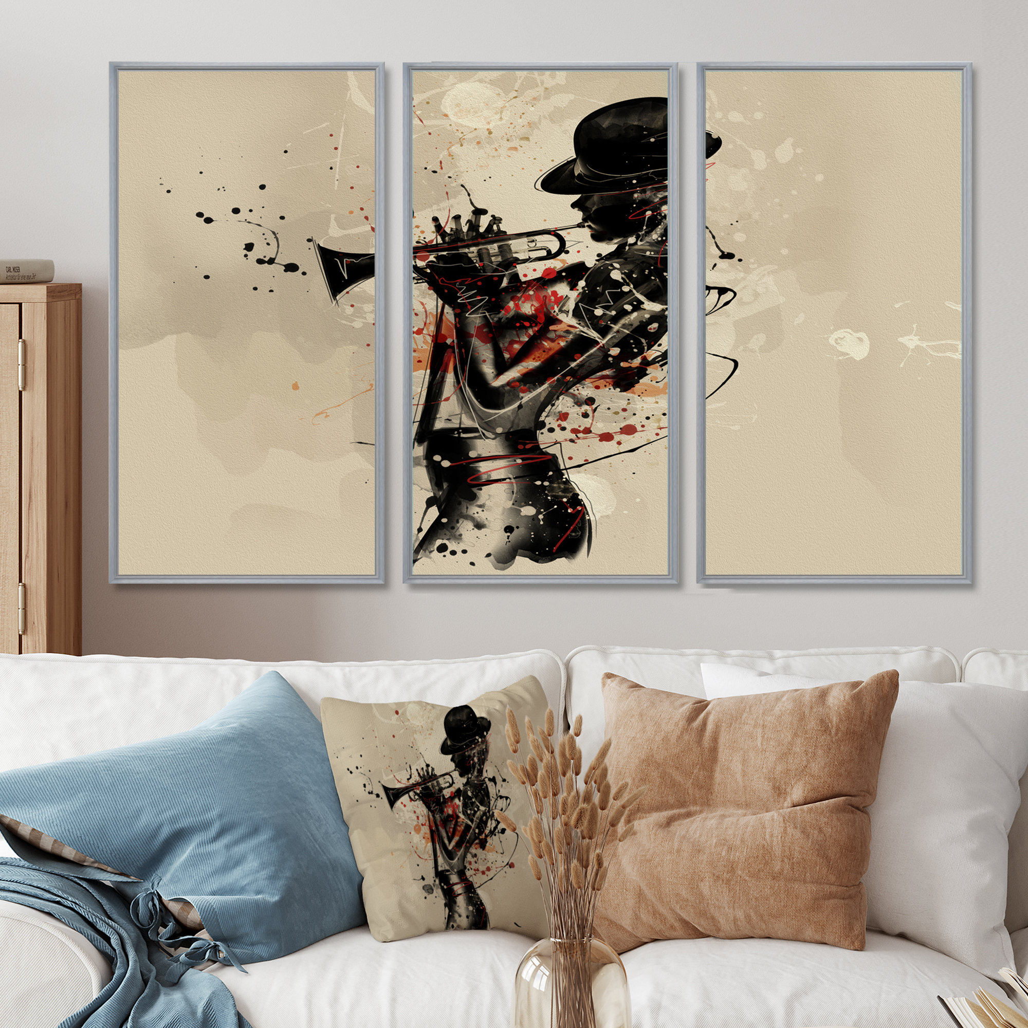 House of Hampton® Woman Playing Jazz Trumpet - 3 Piece Floater Frame ...