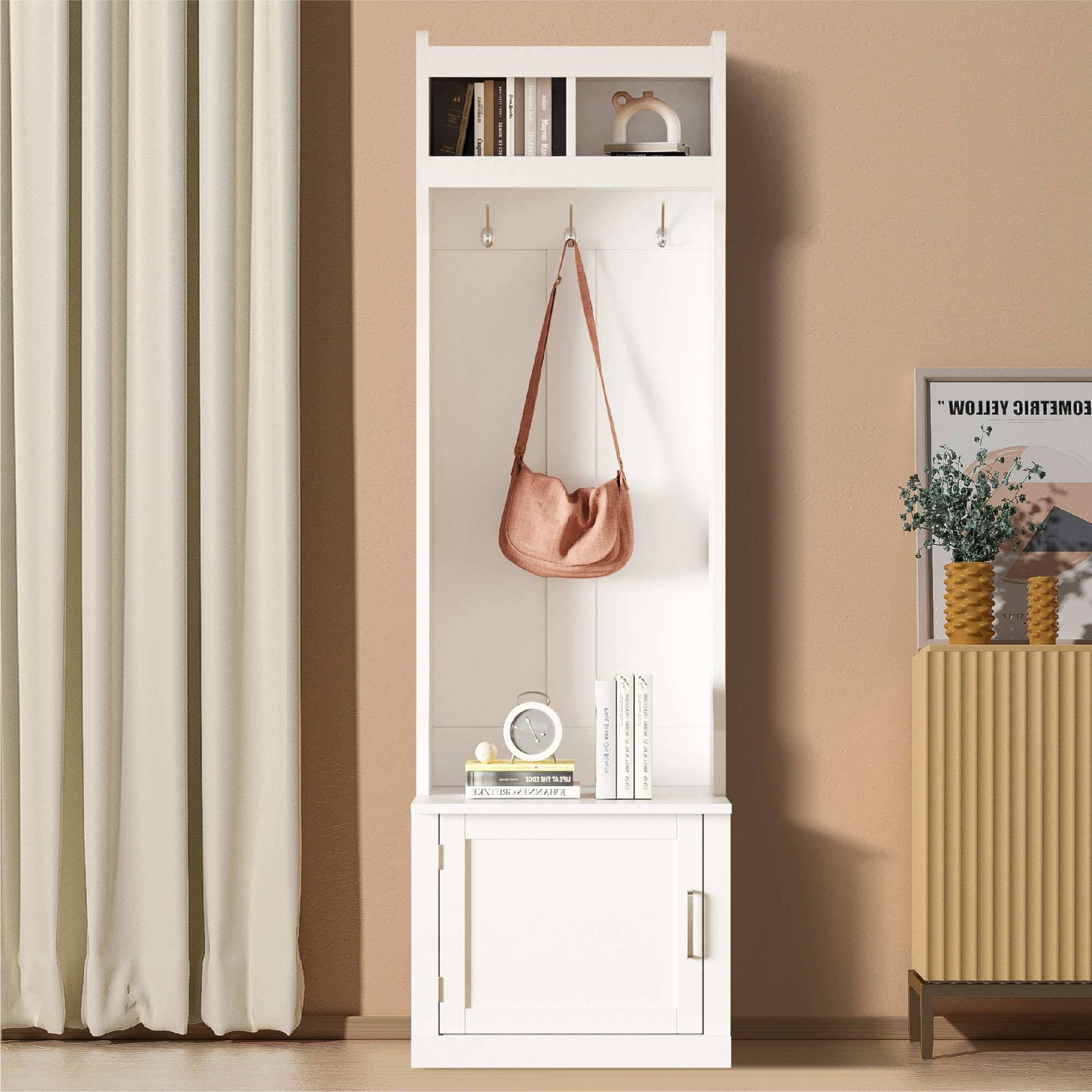 Winston Porter Pami Hall Tree 23.6'' Wide with Bench and Shoe Storage ...