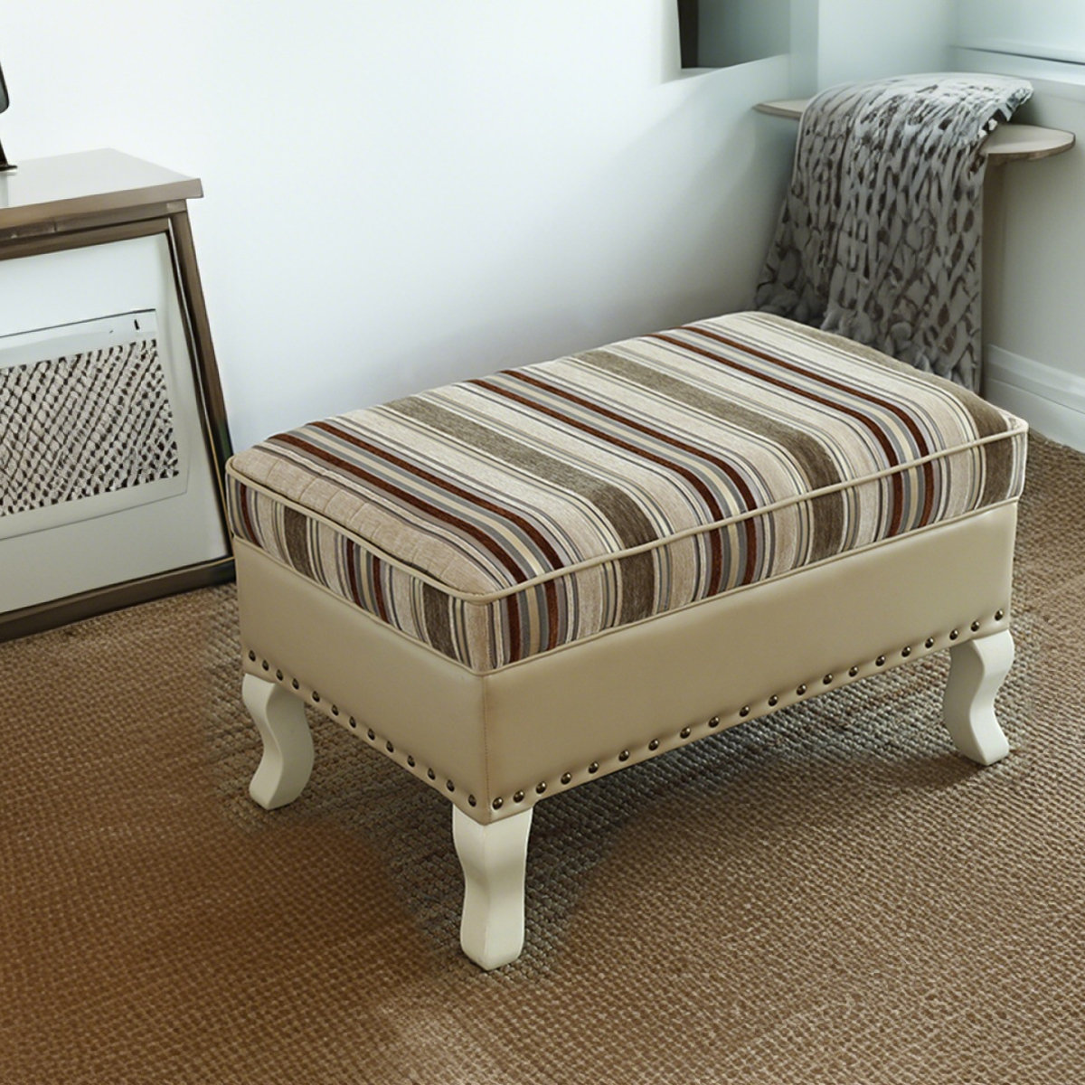 Red Barrel Studio® European Style Sofa Stool Living Room Solid Wood Footrest Home Shoe Changing ...