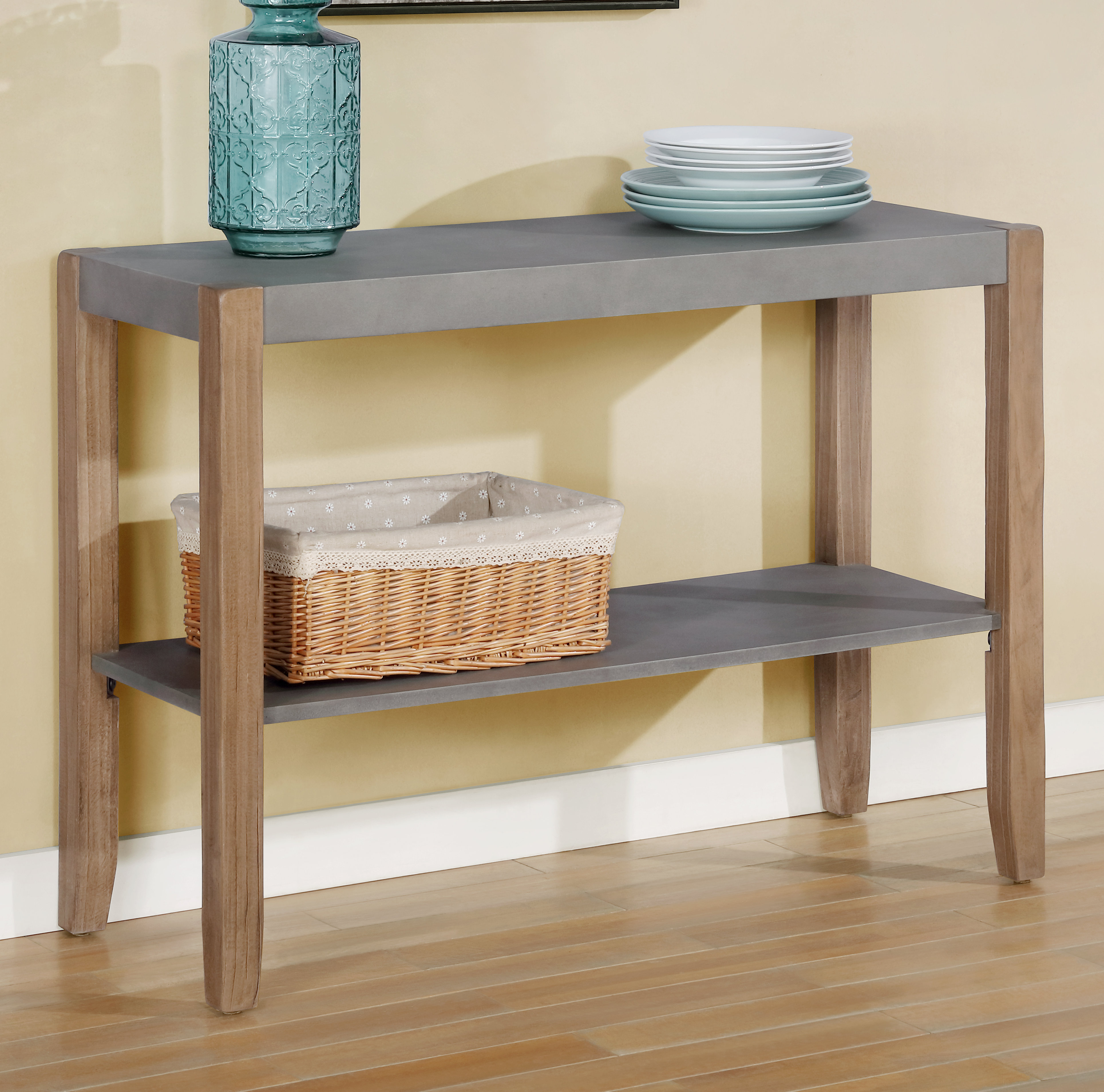 Loon Peak® Aston 40" Wide Rustic Industrial Solid Wood Faux Concrete ...