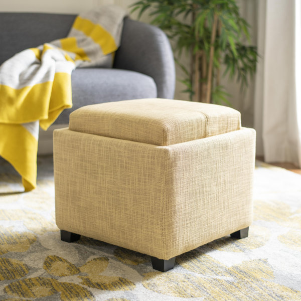 Ebern Designs Sedat 18.1" Wide Square Geometric Cube Ottoman with ...