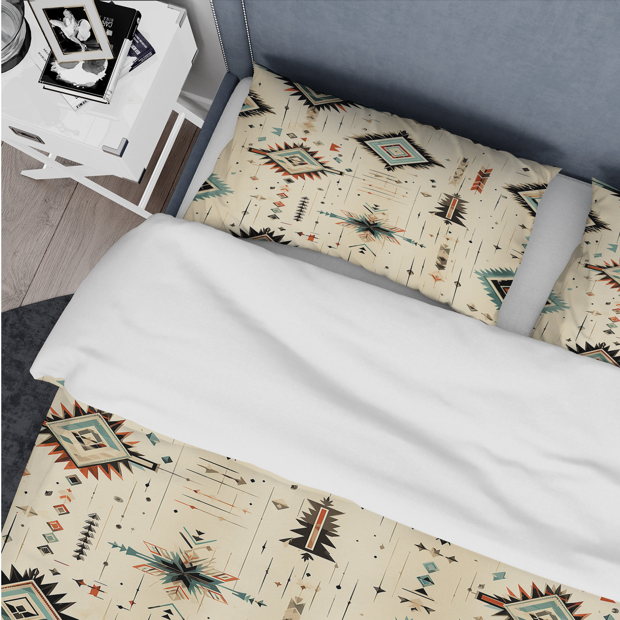 Design Art Tribal Nomad Boho Pattern I Beige Microfiber Duvet Cover Set ...