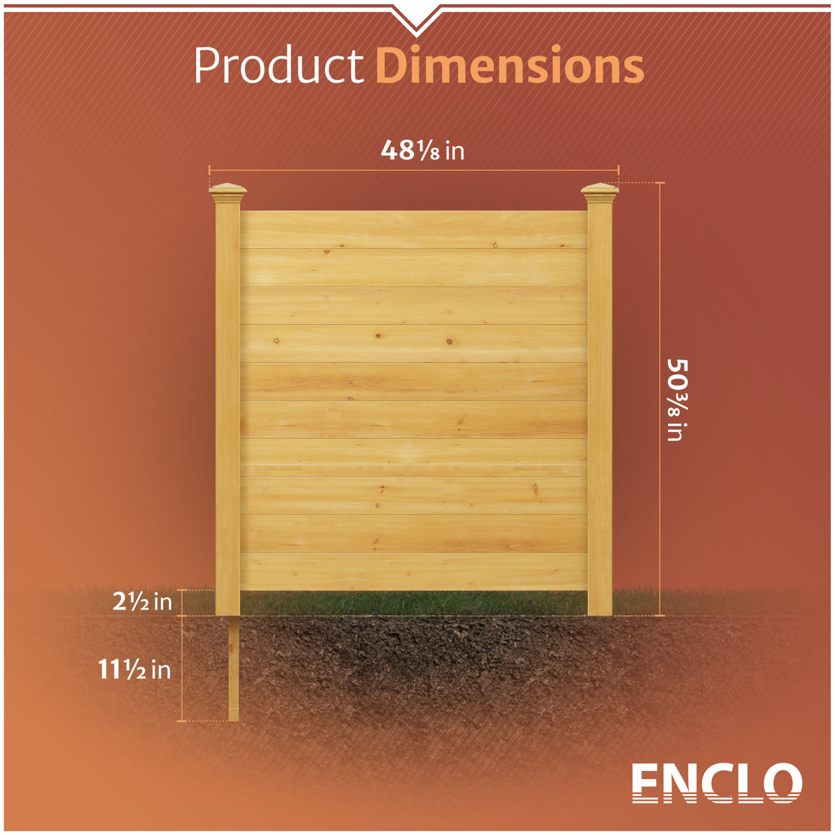 Enclo 4ft H x 4ft W (2 Panels) No Dig Enclo Premium Wood Privacy Screen ...