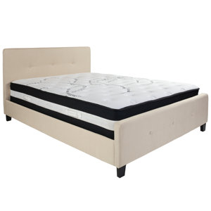 Lark Manor Aluino Button Tufted Upholstered Platform Bed with Pocket ...