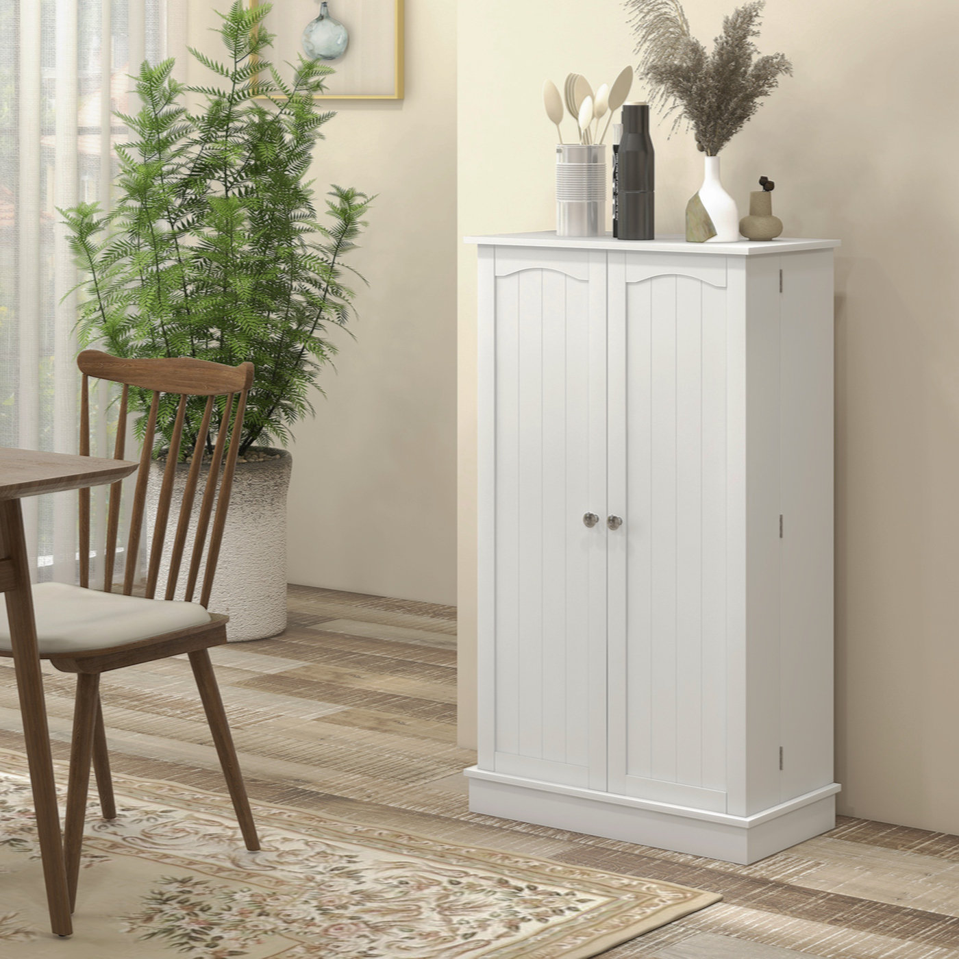 Lark Manor™ Kitchen Pantry Storage Cabinet W/ 5-Tier Shelving, 12 Spice ...