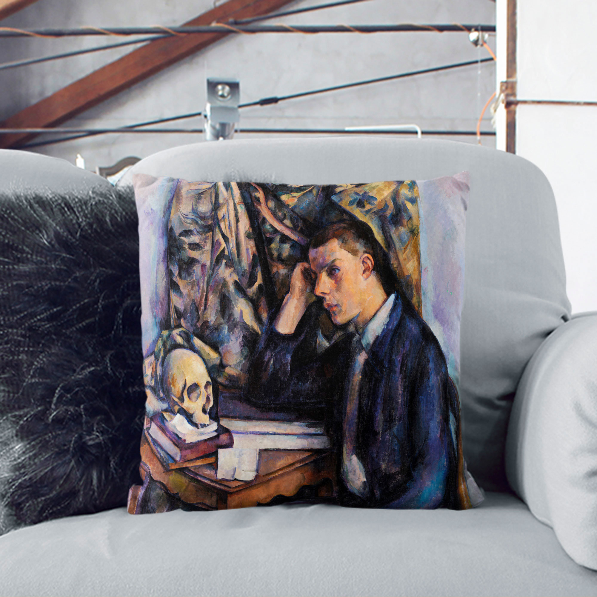 East Urban Home Young Man and Skull Scatter Cushion | Wayfair.co.uk