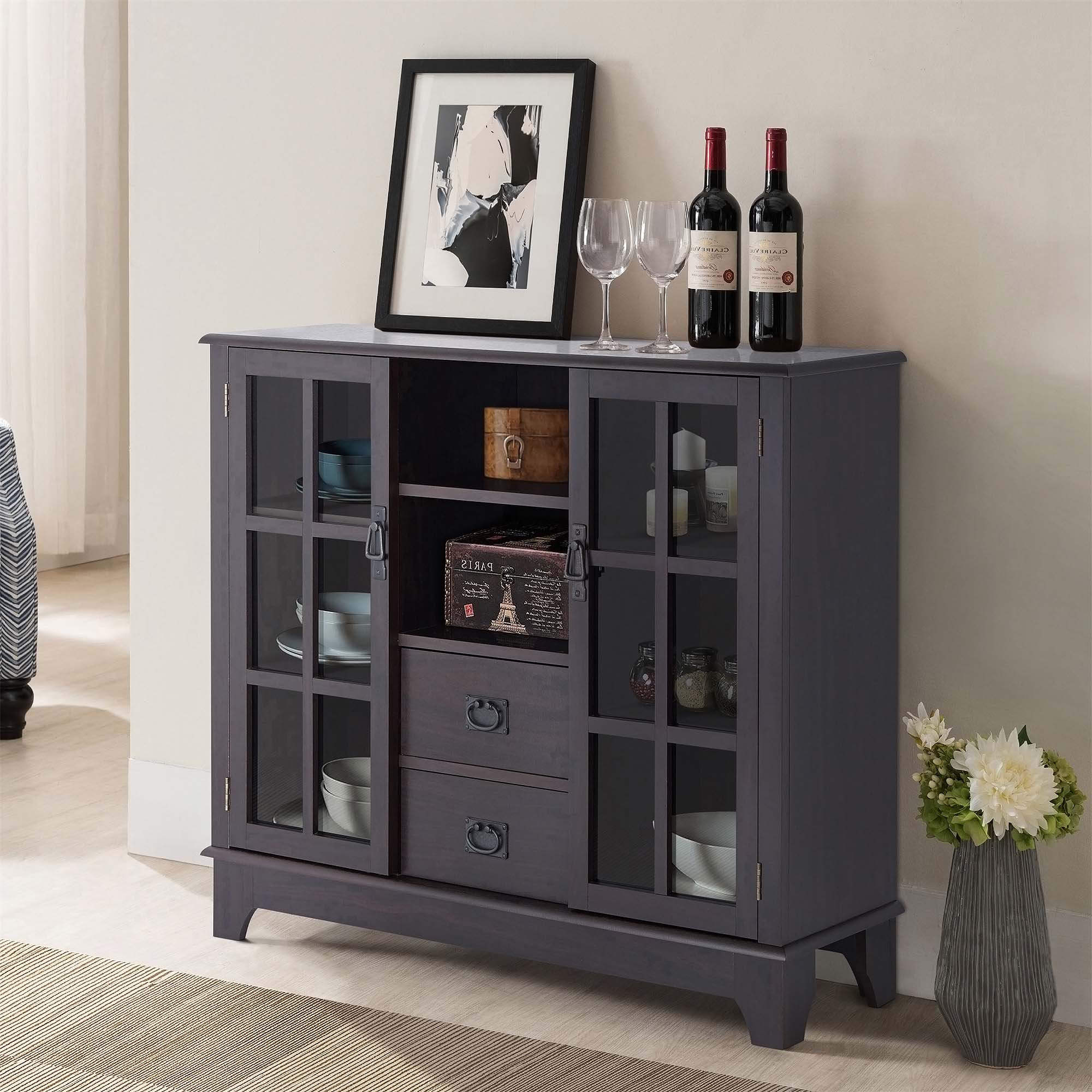 Canora Grey Espresso 2-Door Server With 2 Drawers | Wayfair