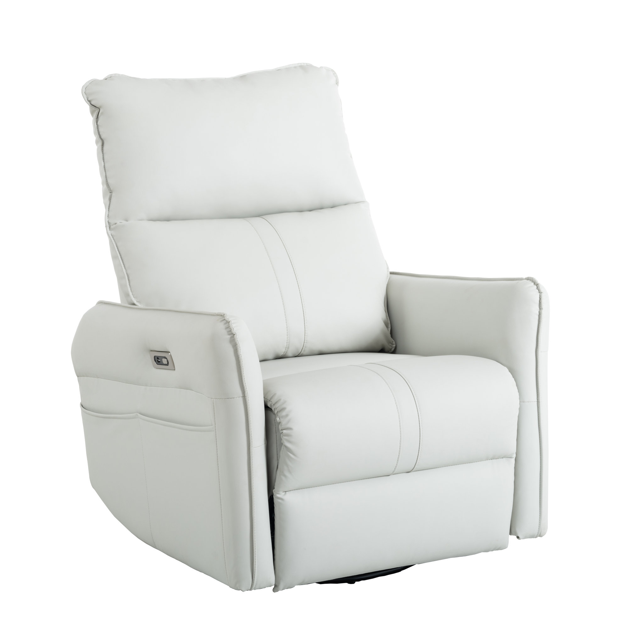 Latitude Run® Light Grey Electric Recliner Sofa With 270° Swivel ...