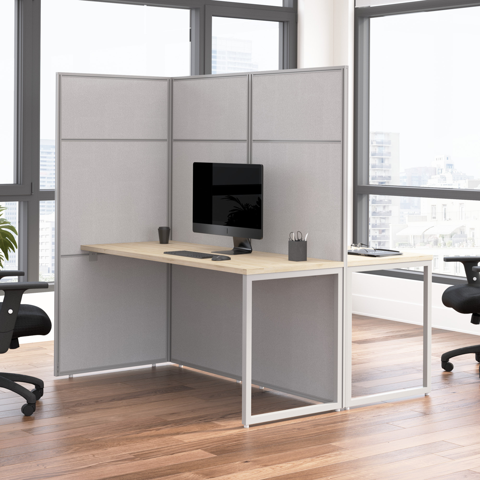 Bush Business Furniture Easy Office 2 Person Desk Workstation with ...
