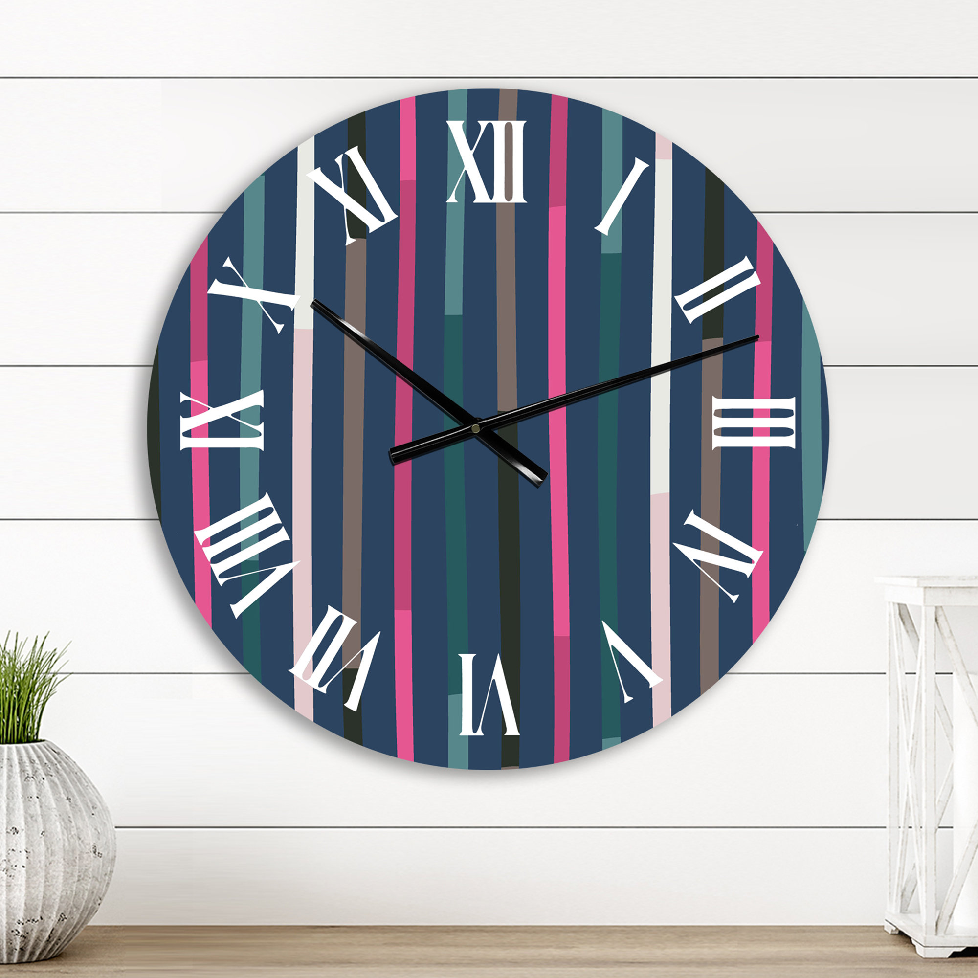 East Urban Home Modern Exotic Tropical Leaves IV Wall Clock | Wayfair