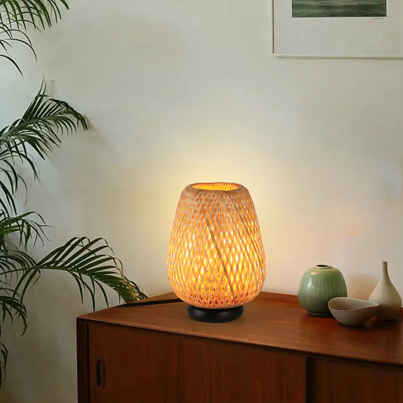 Bay Isle Home™ Maragozakis Rattan Handmade Bamboo Table Lamp, Retro ...