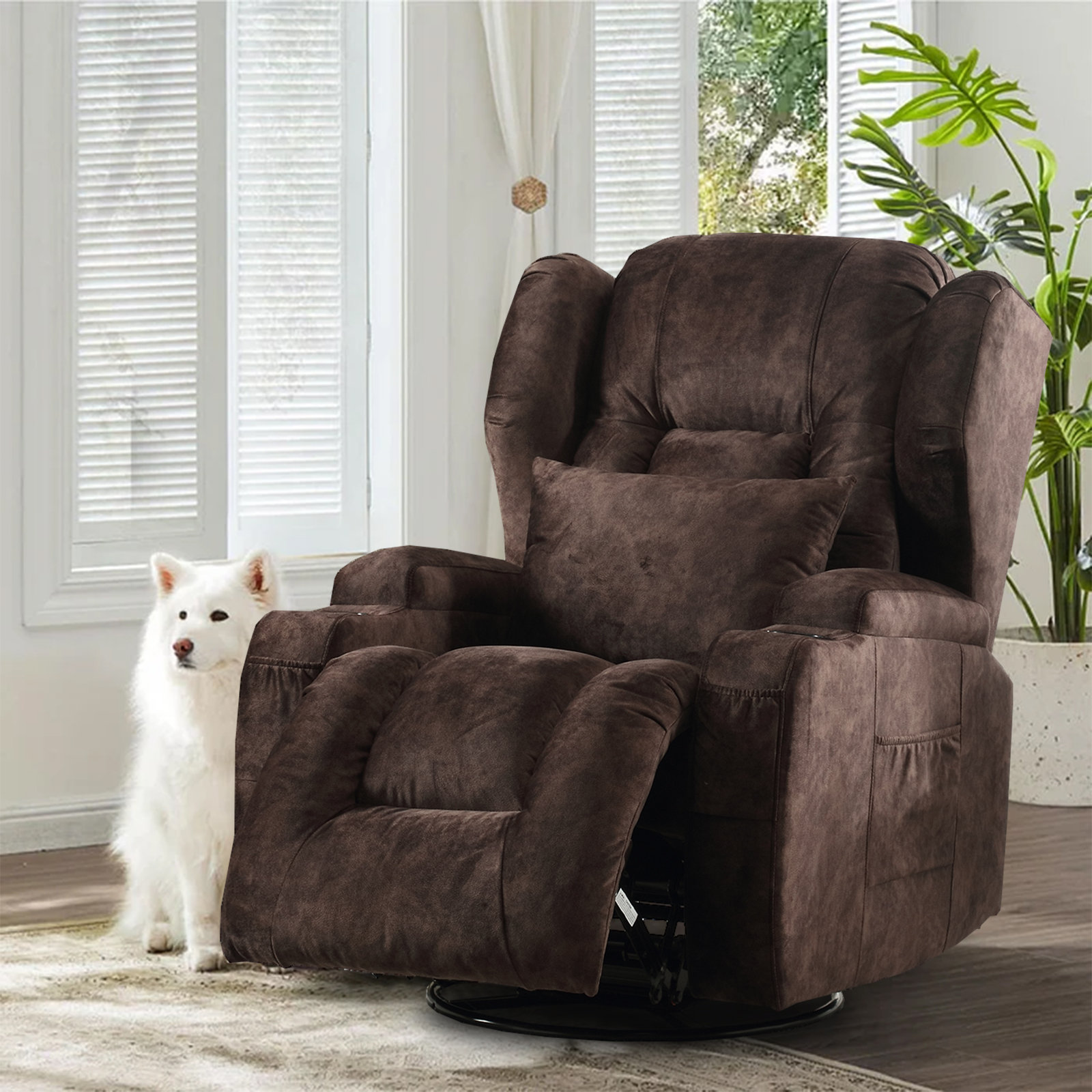 Red Barrel Studio® Tiossem Swivel Rocking Recliner Chair, Velvet Manual ...