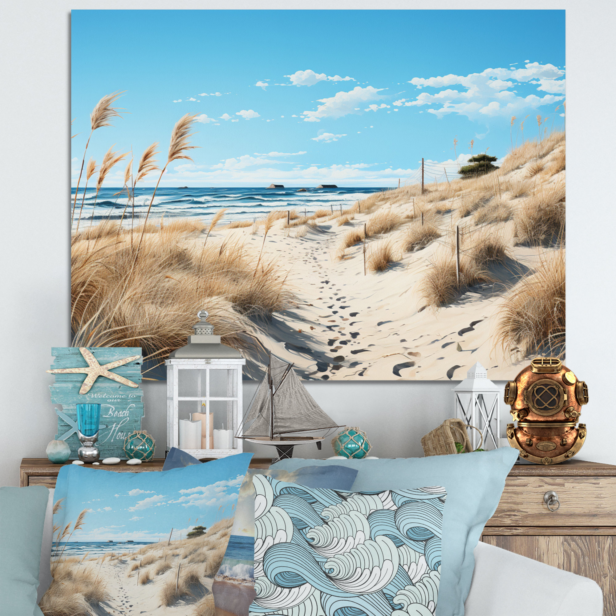 Highland Dunes Almitra Photo Beach Grass II - Coastal Beach Framed Art ...