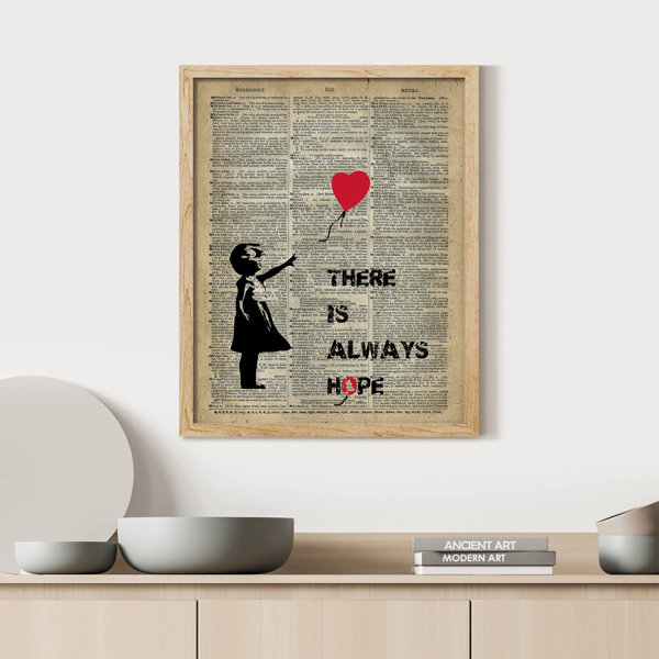 SIGNLEADER " Balloon Girl Retro Hope Peace Faith Vintage Newspaper ...