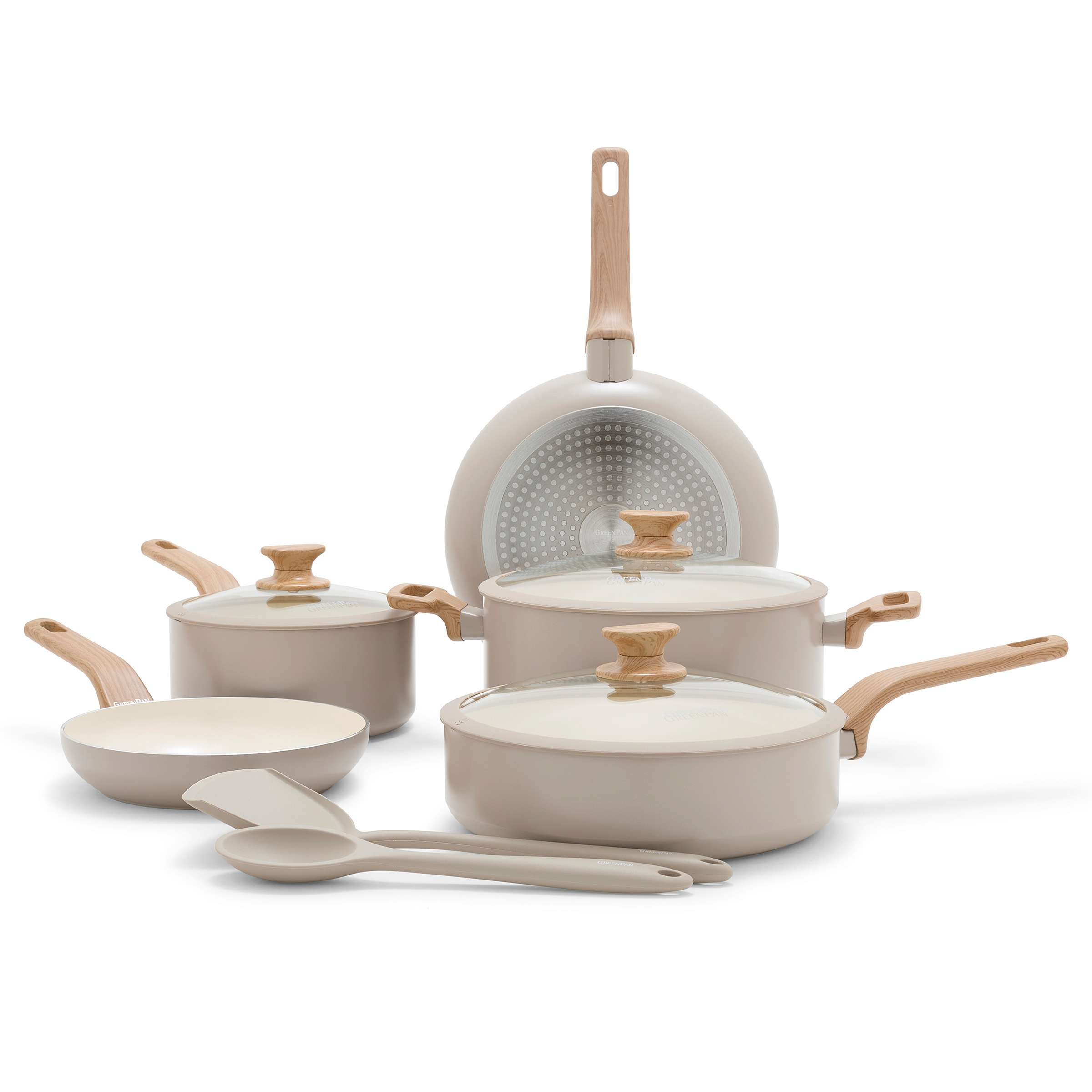 GreenPan Rio Essence Wood 10 Piece Cookware Set, Healthy Ceramic ...