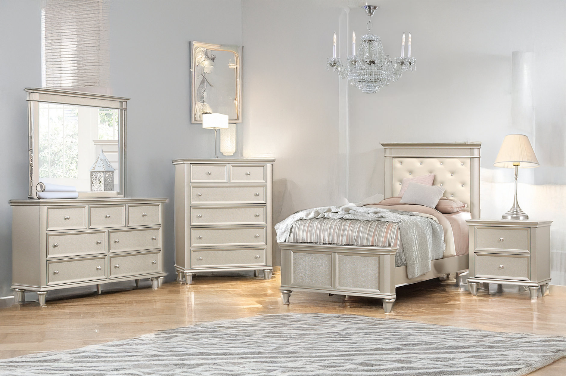 August Grove® Jorge Silver Faux Leather Upholstered Tufted Panel ...