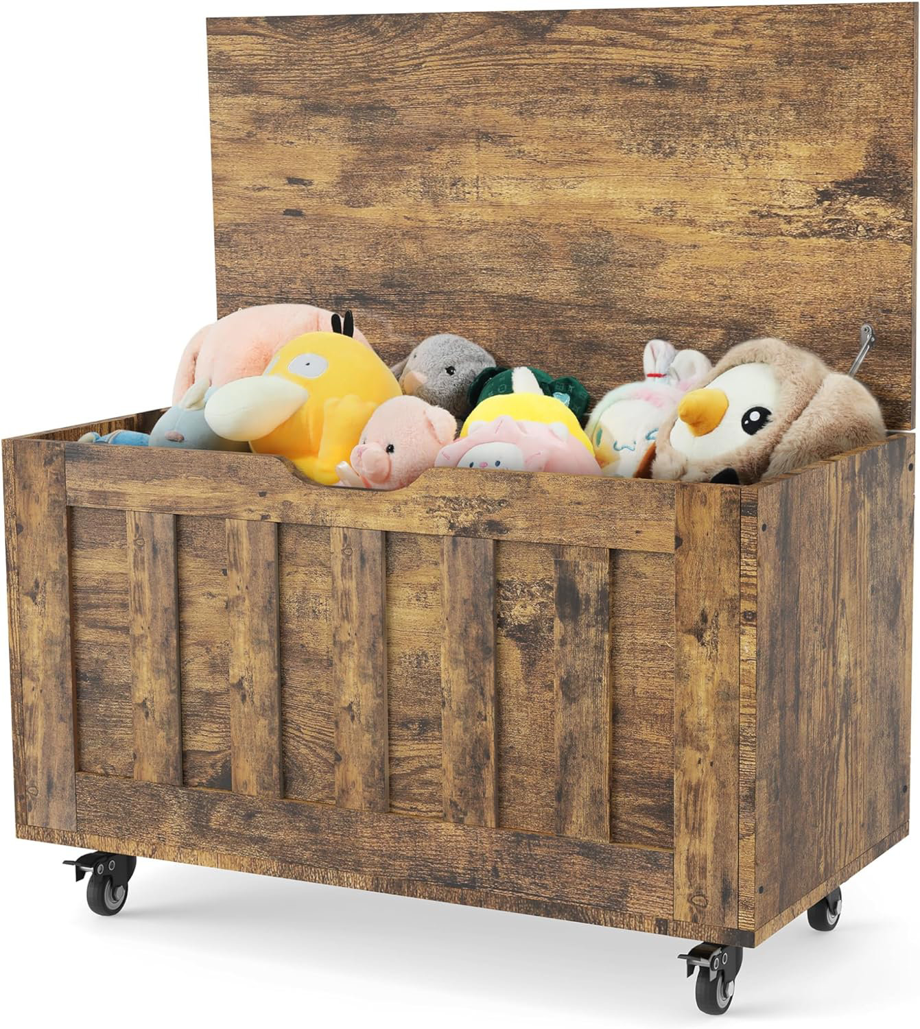 Millwood Pines Dayany Wooden Storage Bench with 4 Wheels & 2 Safety ...