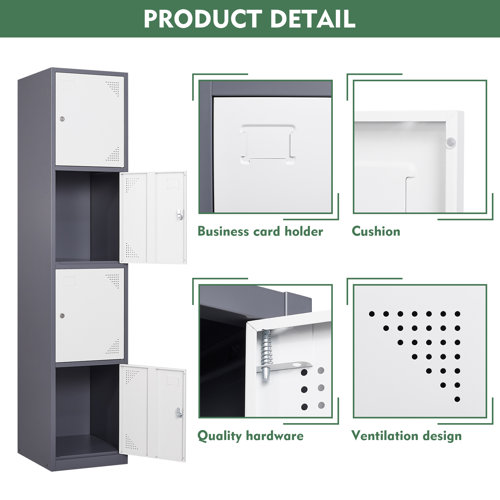Steelcube Metal 4 - Tier 15'' Gym & Locker Room Locker with Built In ...