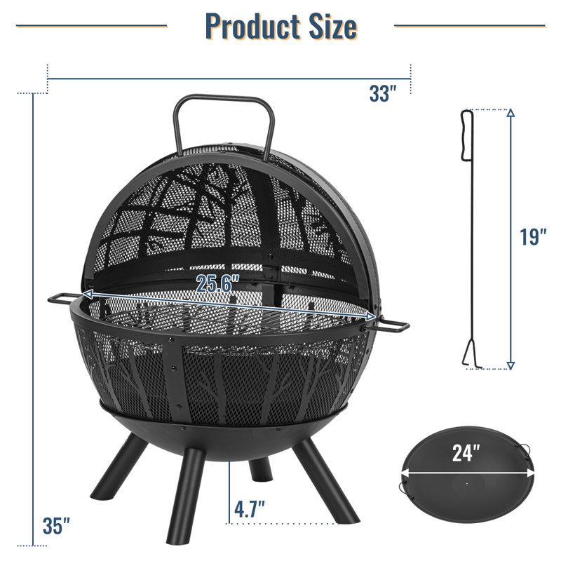 Millwood Pines Culberhouse 35" H x 31" W Wood Burning Fire Pit with ...