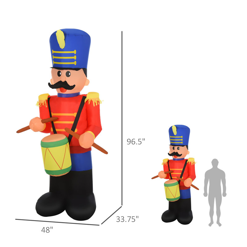 The Holiday Aisle® Walnut Soldier Drum Beating Christmas Inflatable ...