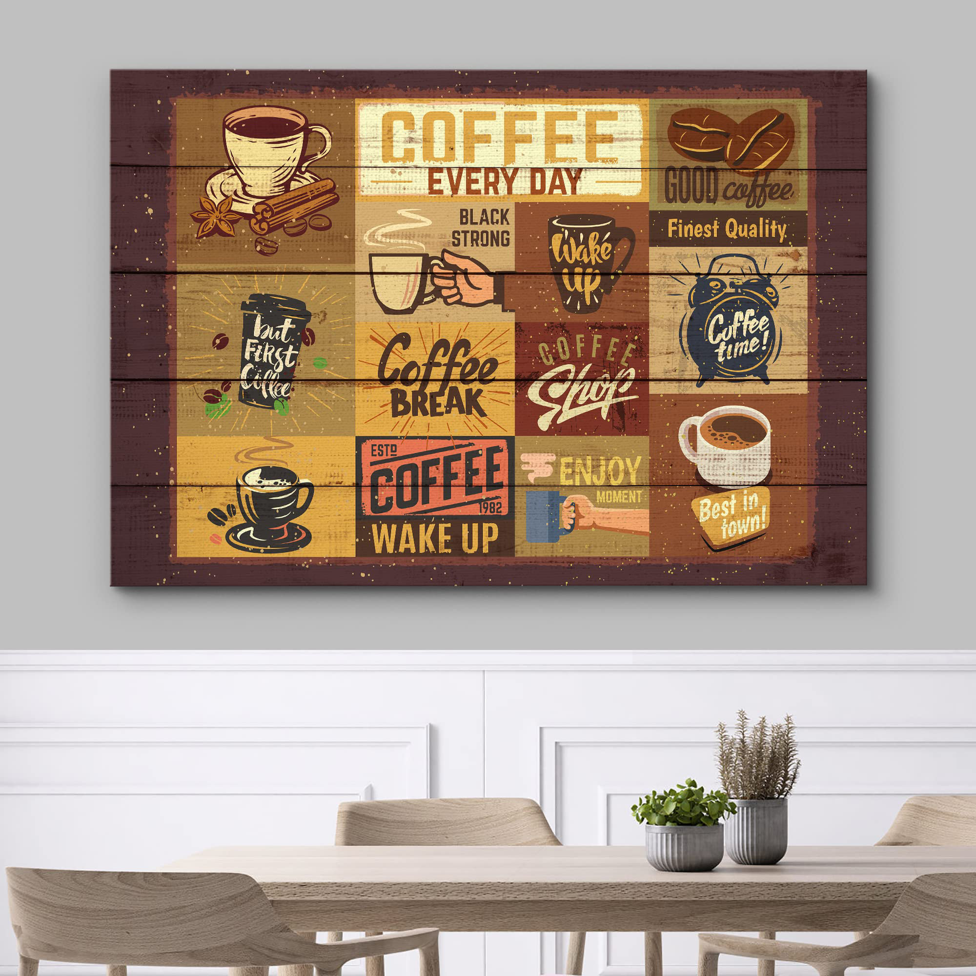 IDEA4WALL Wood Effect Panel Coffee Cinnamon Latte Collage Food ...
