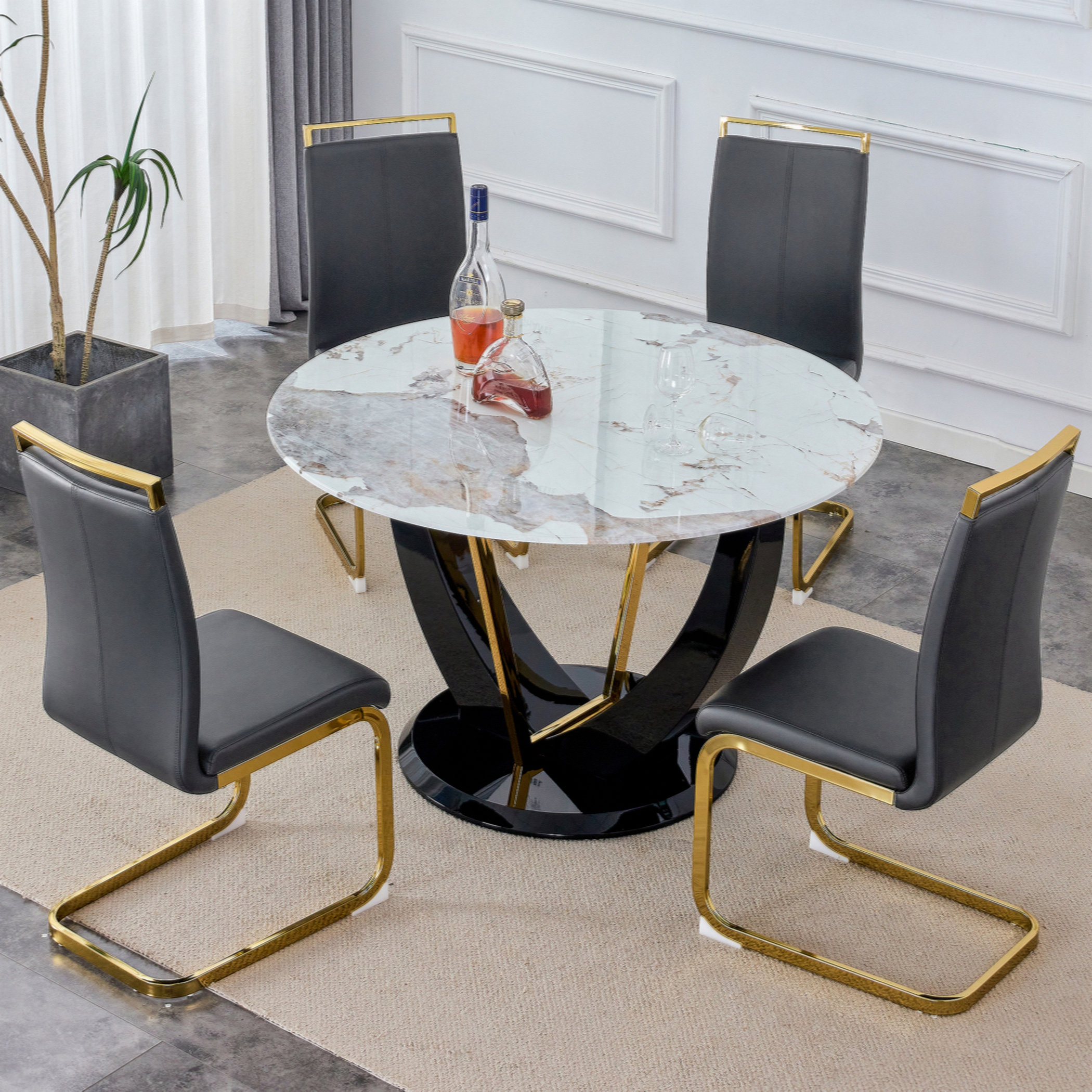 Mercer41 Table And Chair Set. 1 Table And 4 Chairs. Round Pandora Style ...